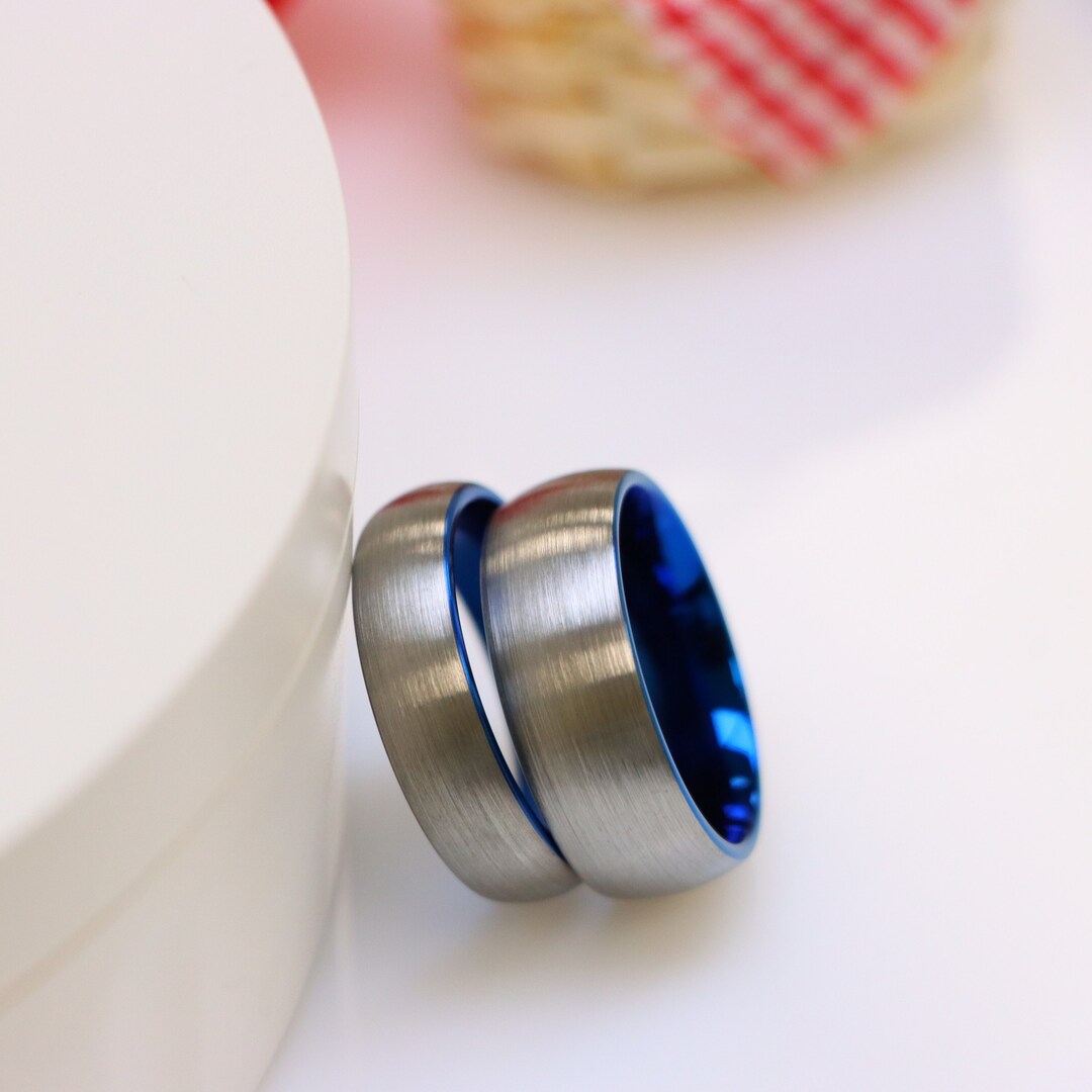 Couple Ring, Men's Wedding Band Blue Ring, Anniversary Rings for Men ...