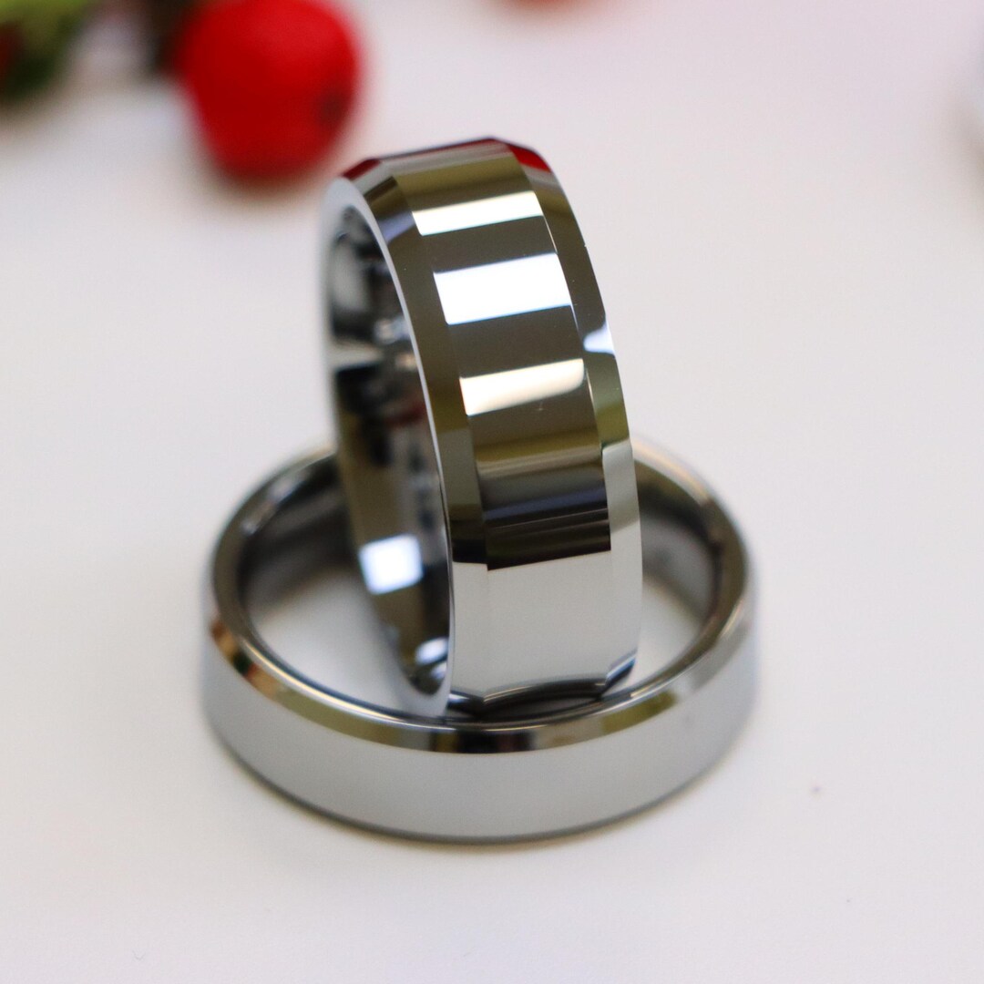 Couple Matching Proposal Bands, Men's Engagement Rings, High Polished ...