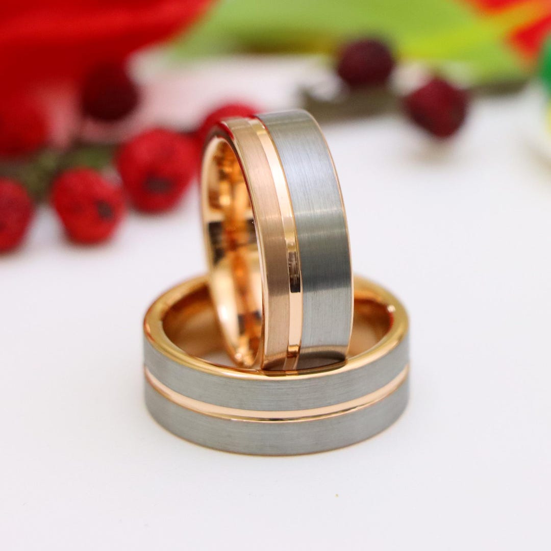 Silver Tungsten Men's Engagement Rings, Signature Engraved Bands, 8mm ...