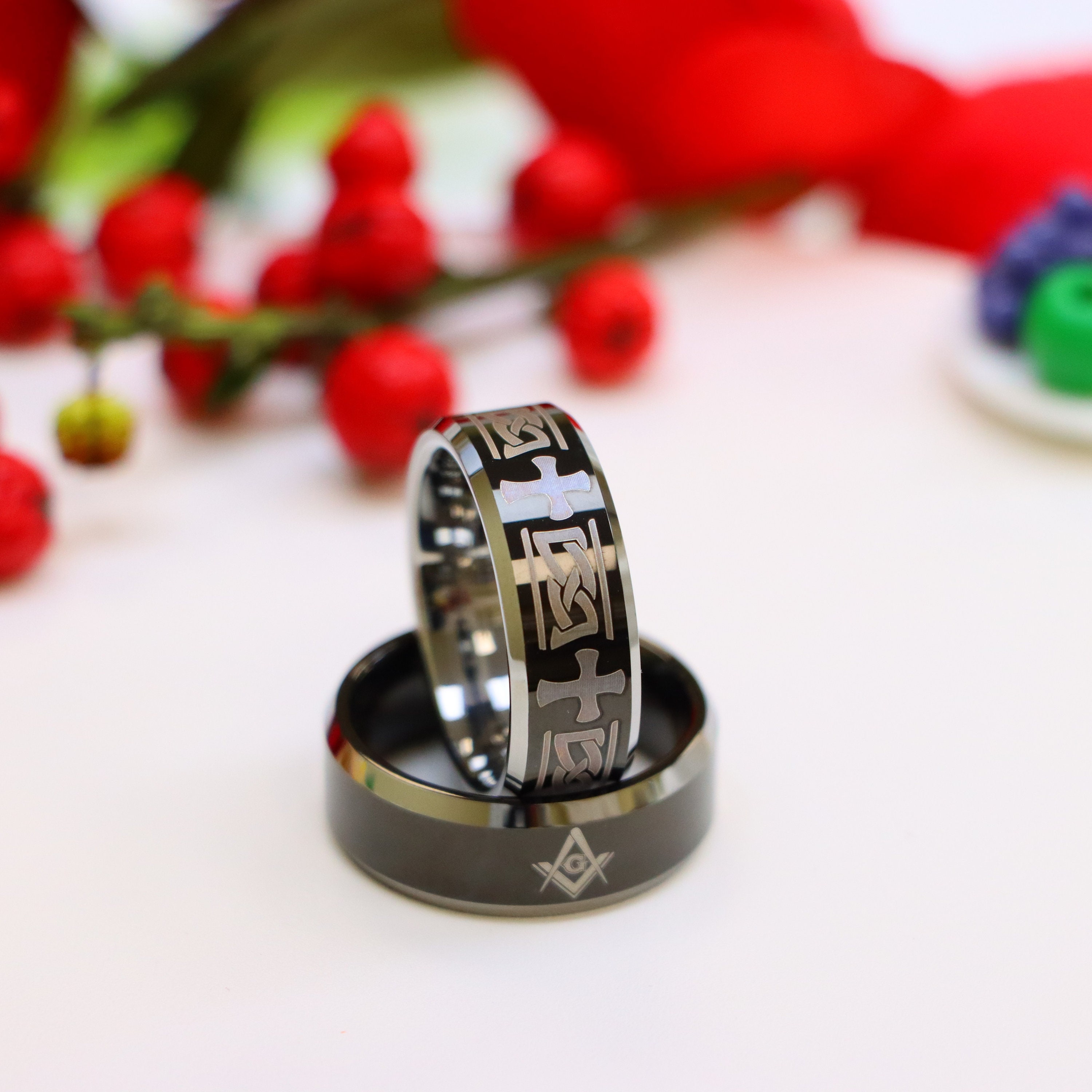 Christian Cross Celtic Wedding Bands, Promise Rings, Silver/black ...