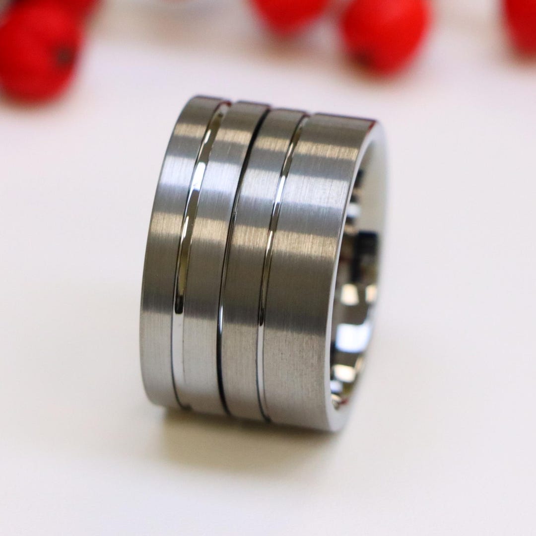 Silver Brushed Tungsten Classic Rings, Women's Men's Rings ...