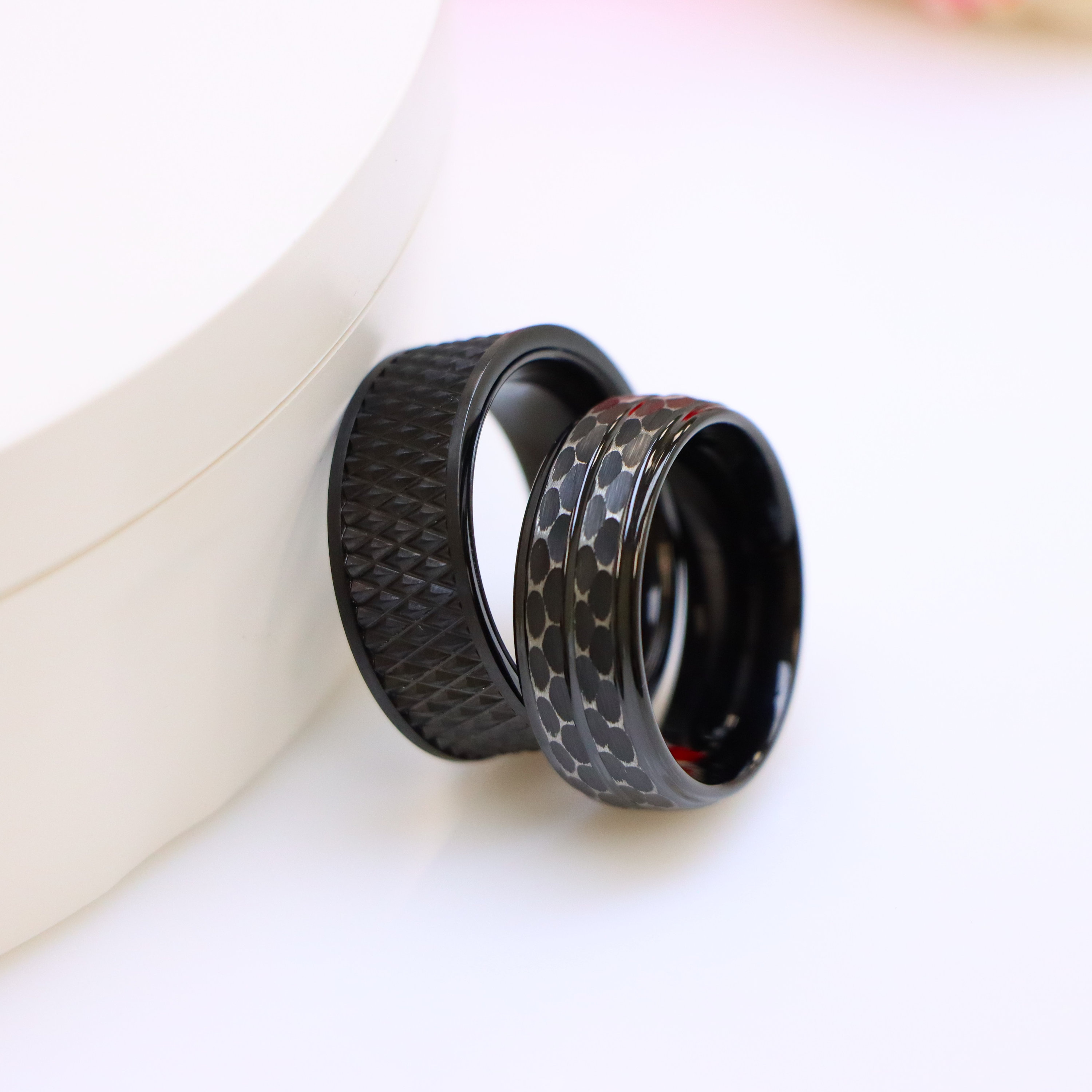 Parallelogram Design Center Straight Edges Ring, Black Tungsten ...