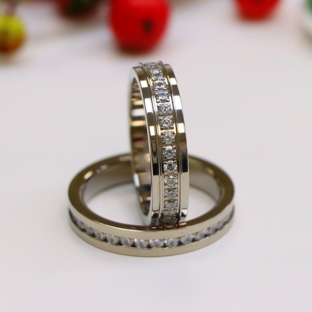 Channel Set Eternity Diamond Bands, Pure Titanium Stylish Jewelry Ring ...