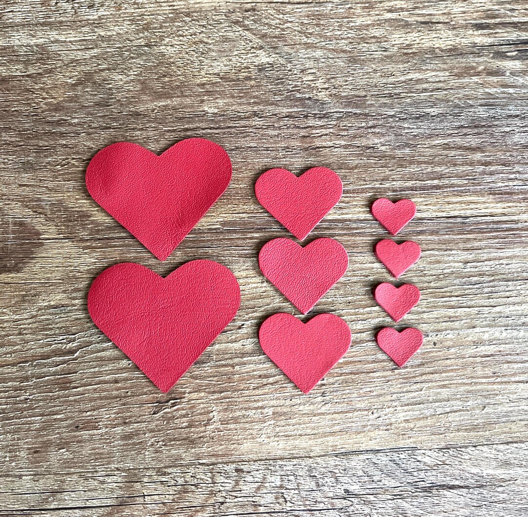 Red Hearts Leather Die Cut Outs for Crafting and DIY Projects Heart ...