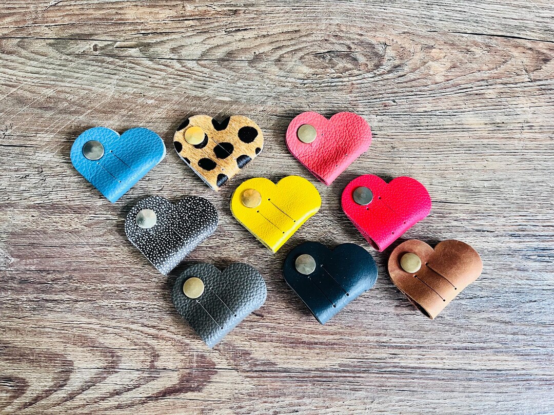 Leather Cord Tidy 3 for 10 Love Heart Colourful Heart Cable Organiser ...
