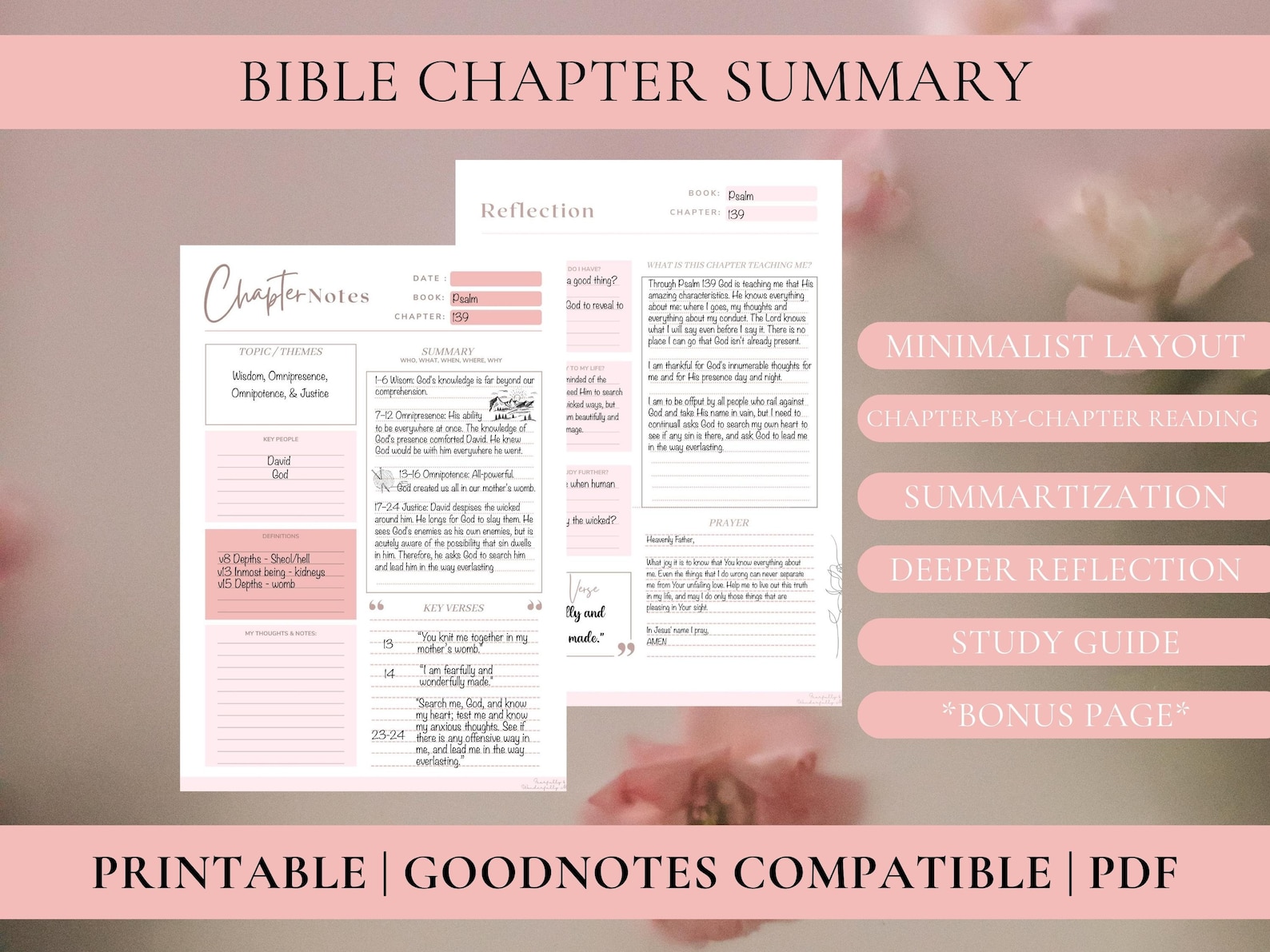Bible Chapter Summary Template | Bible Study | Bible Template | Bible ...