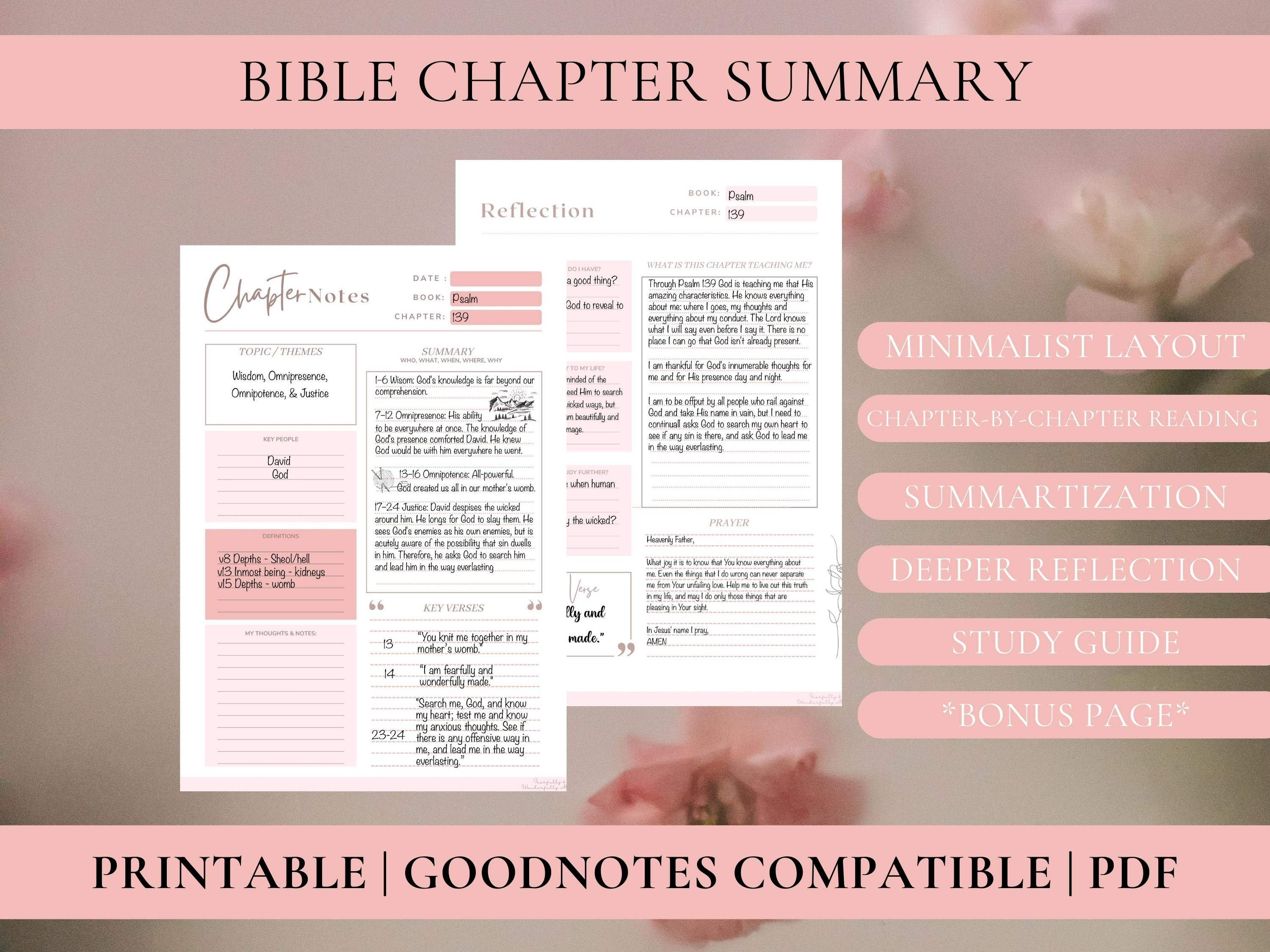 Bible Chapter Summary Template | Bible Study | Bible Template | Bible ...
