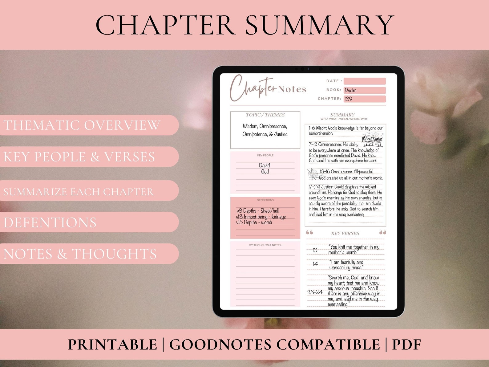 Bible Chapter Summary Template | Bible Study | Bible Template | Bible ...