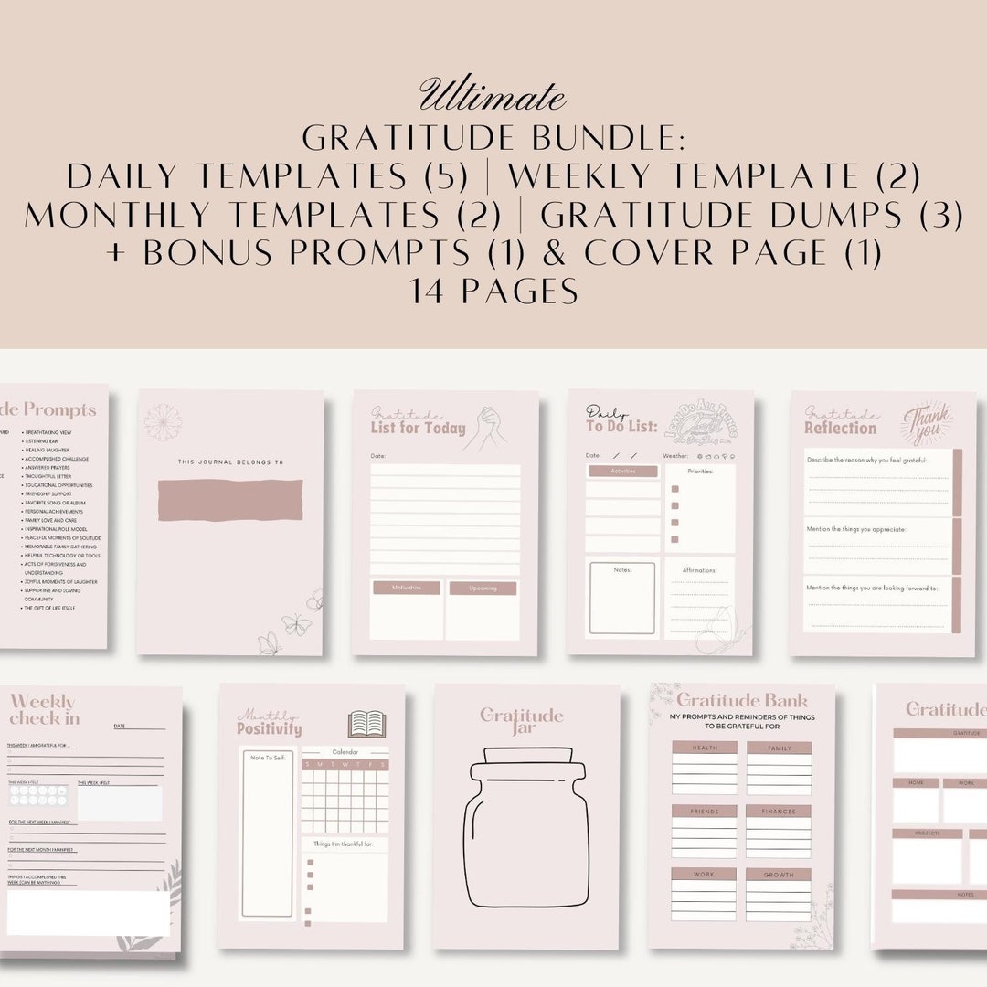 Digital Gratitude Journal Bundle| Printable Mental Health Journal ...