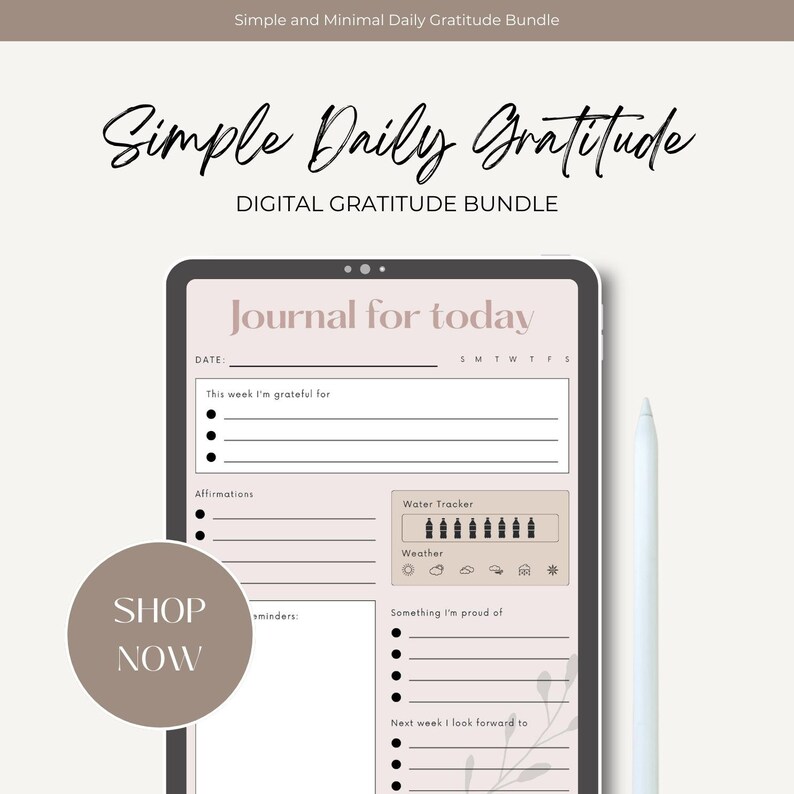 Digital Gratitude Journal Bundle| Printable Mental Health Journal ...