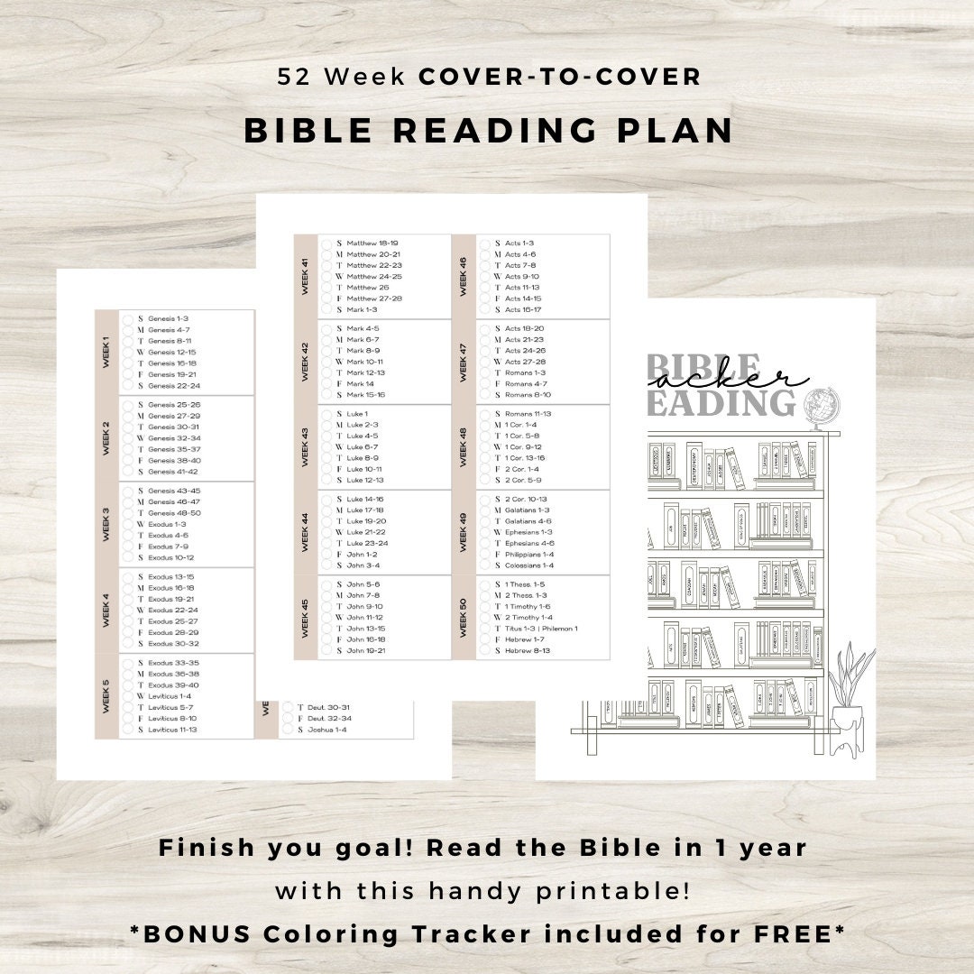 Cover to Cover Bible Reading Plan| Printable Bible in 1 Year Bible | 52 ...