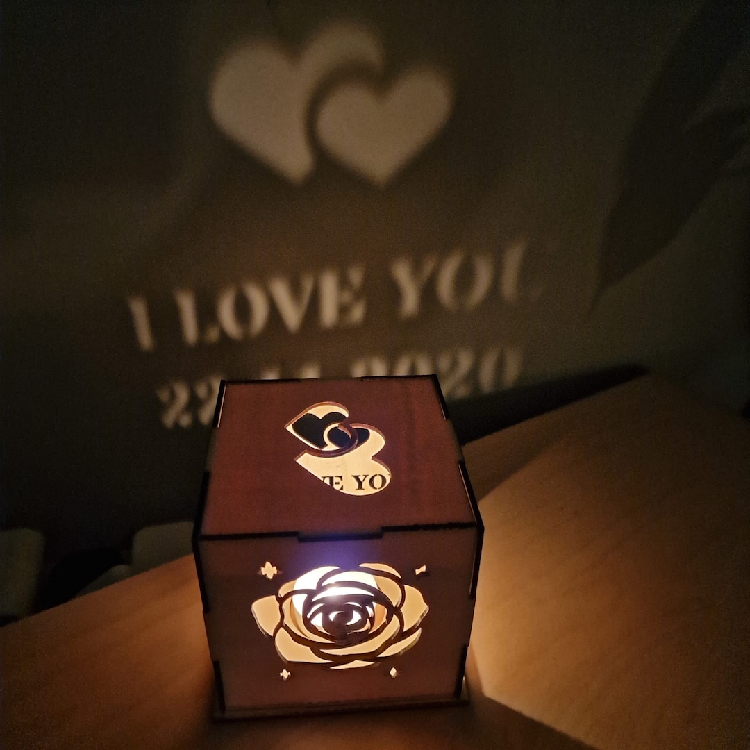 Personalised Wooden Light Box Hand Made Perfect Gift Candle Holder Home ...