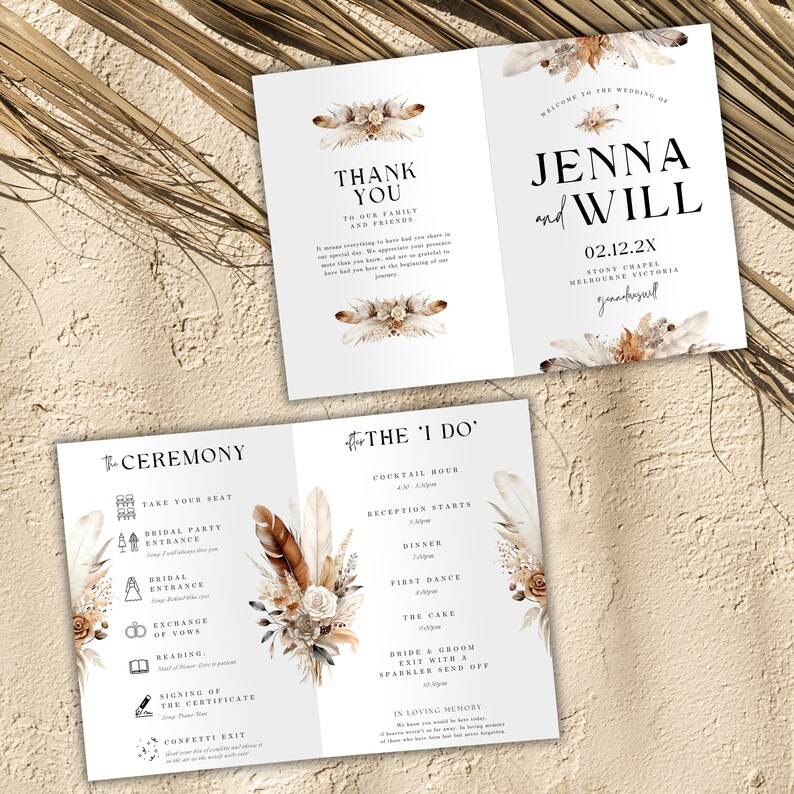 Foldable Wedding Program Instant Download Printable Wedding Program ...