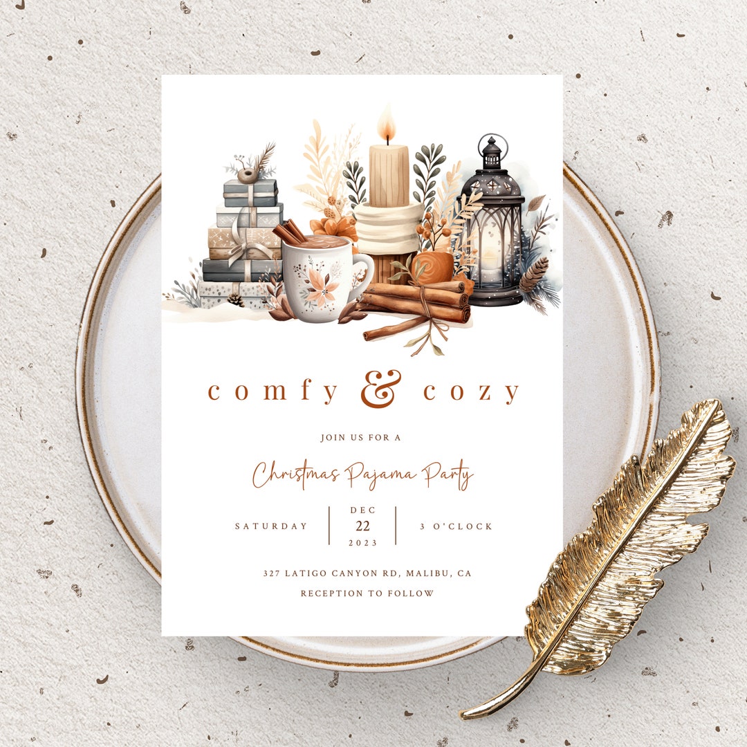 Comfy and Cozy Christmas Party Invitation Christmas PJ Party - Etsy
