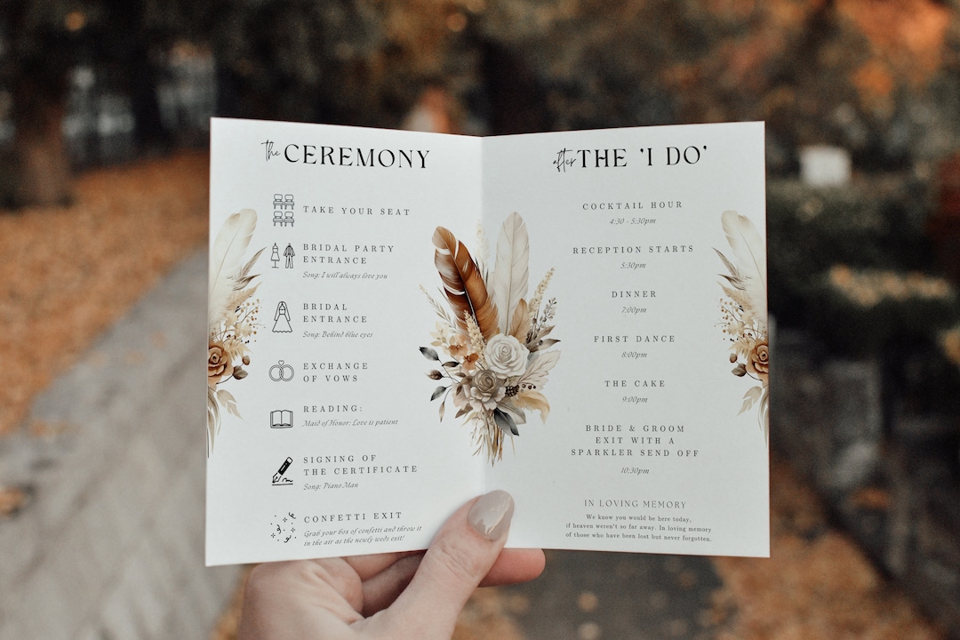 Foldable Wedding Program Instant Download Printable Wedding Program ...