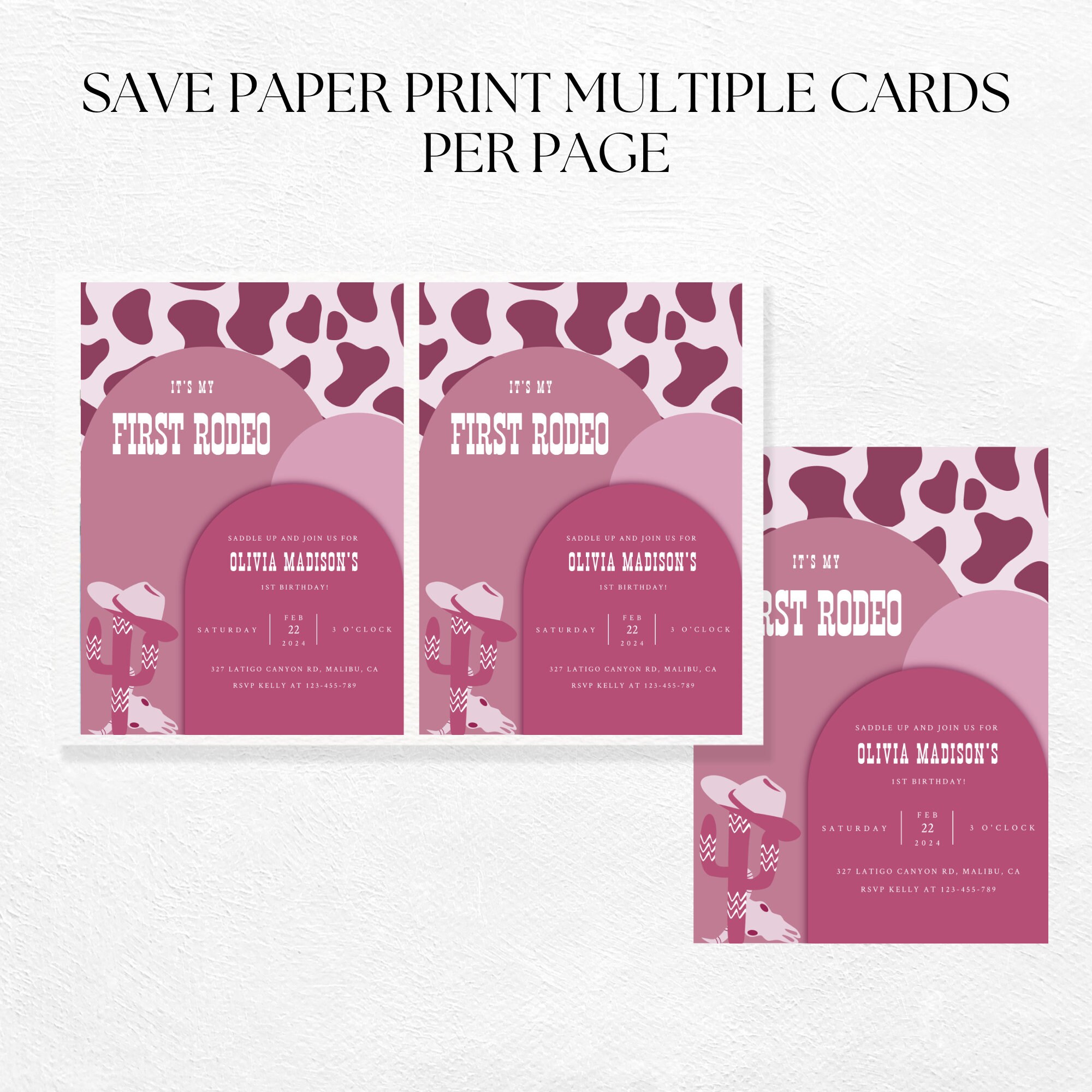 Invitación de cumpleaños imprimible del Salvaje Oeste, primer rodeo de ...