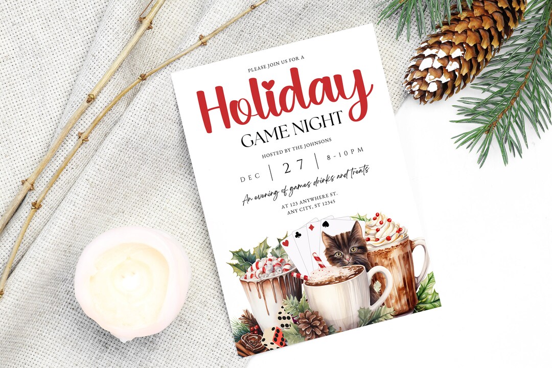 Christmas Game Night Party Invitation | Winter Holidays | Slumber ...