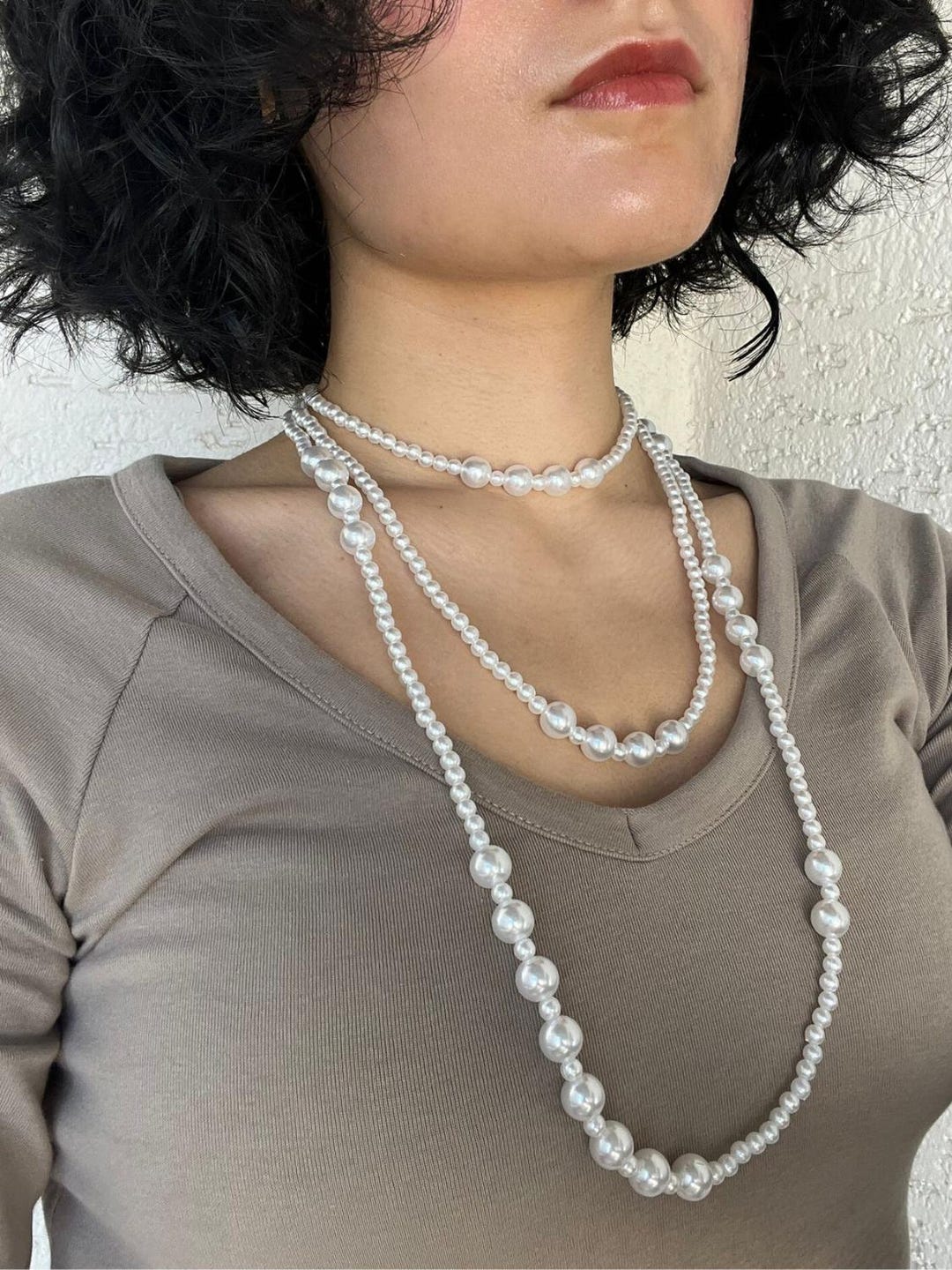 Layered Pearl Necklace,multi-strand Pearls,statement Pearl Choker ...