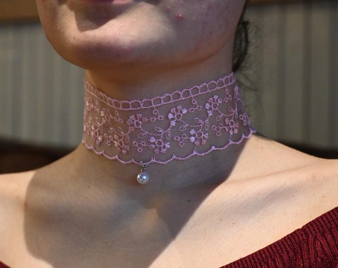 Handmade Pink Lace Choker Necklace – Victorian-inspired Fairycore ...