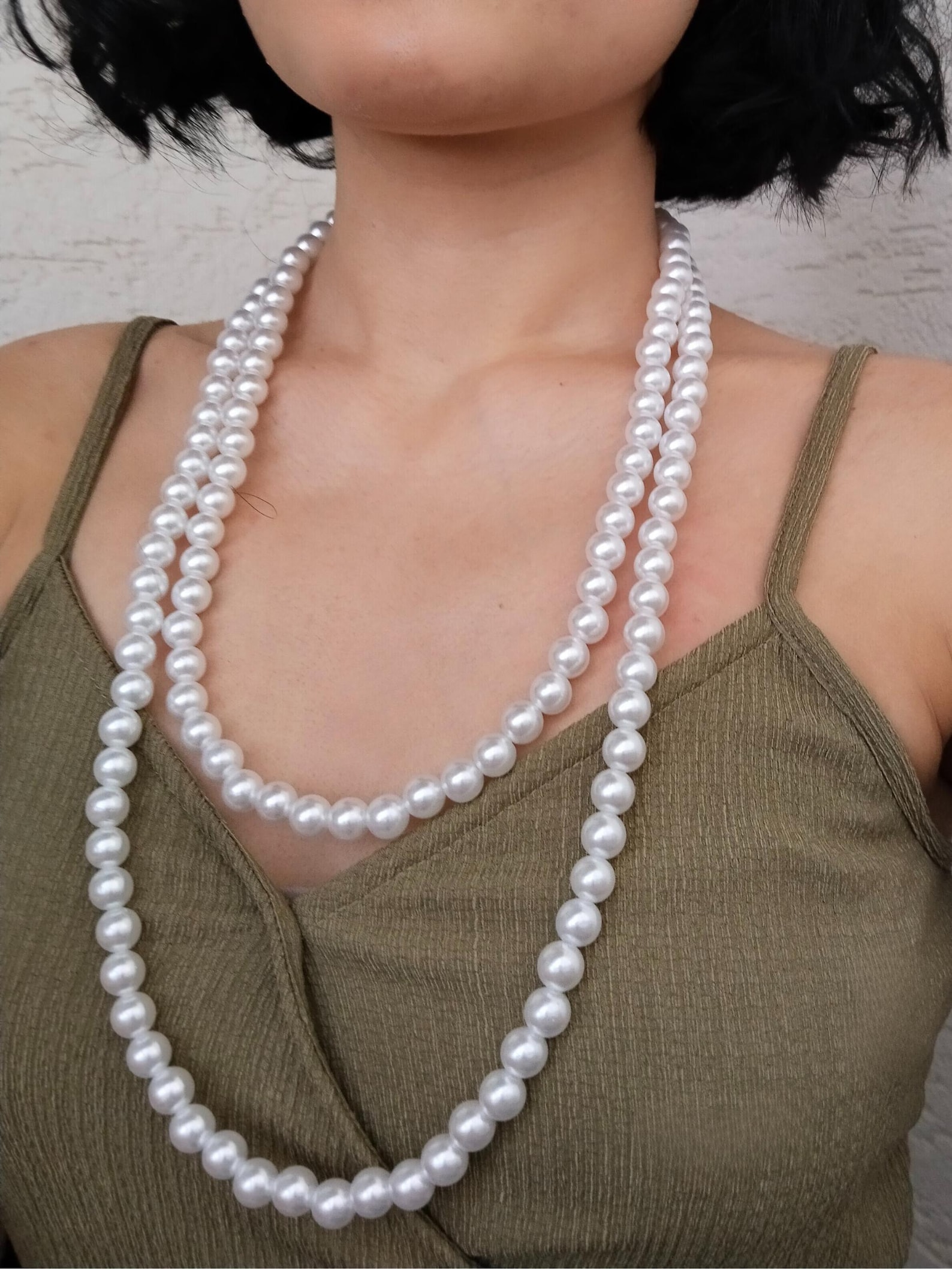 Two Strands Handmade Pearl Necklace ,classic Pearls,long Necklace ...