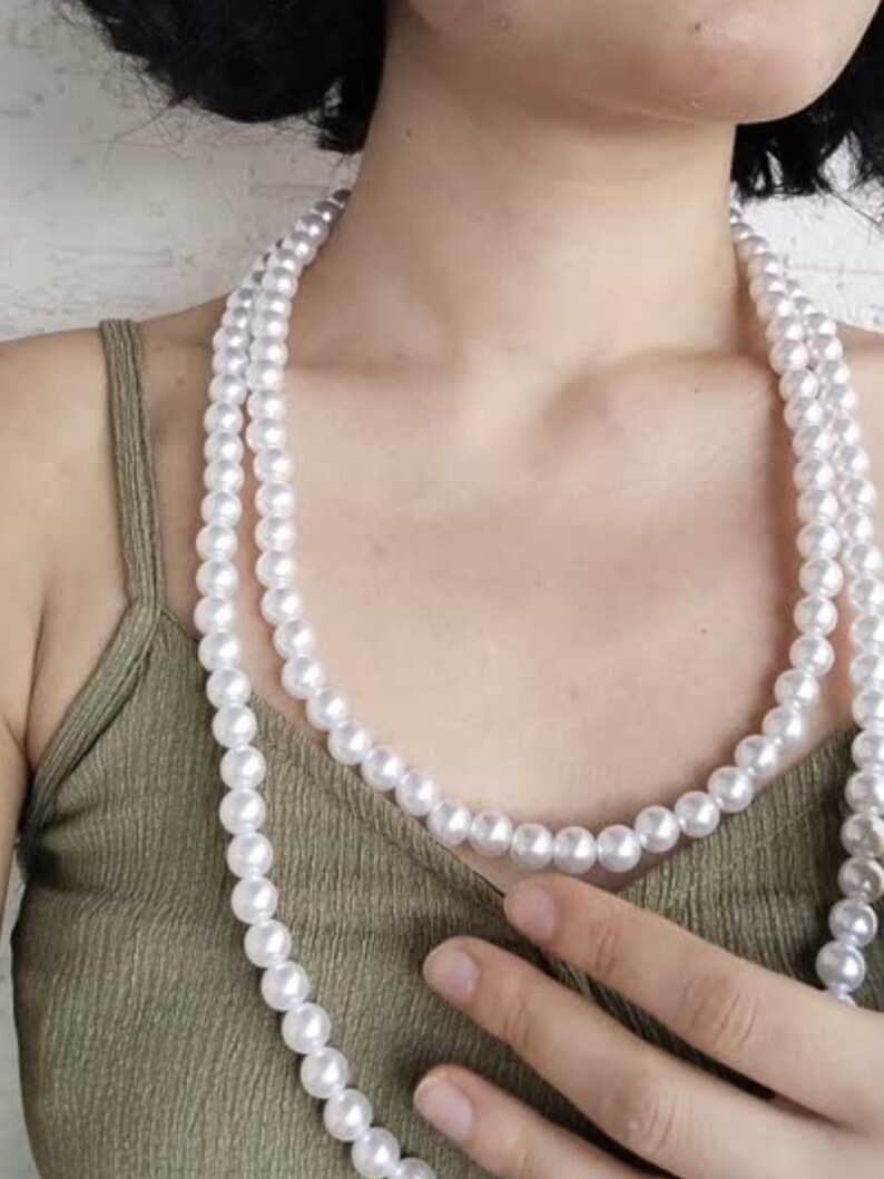 Two Strands Handmade Pearl Necklace ,classic Pearls,long Necklace ...