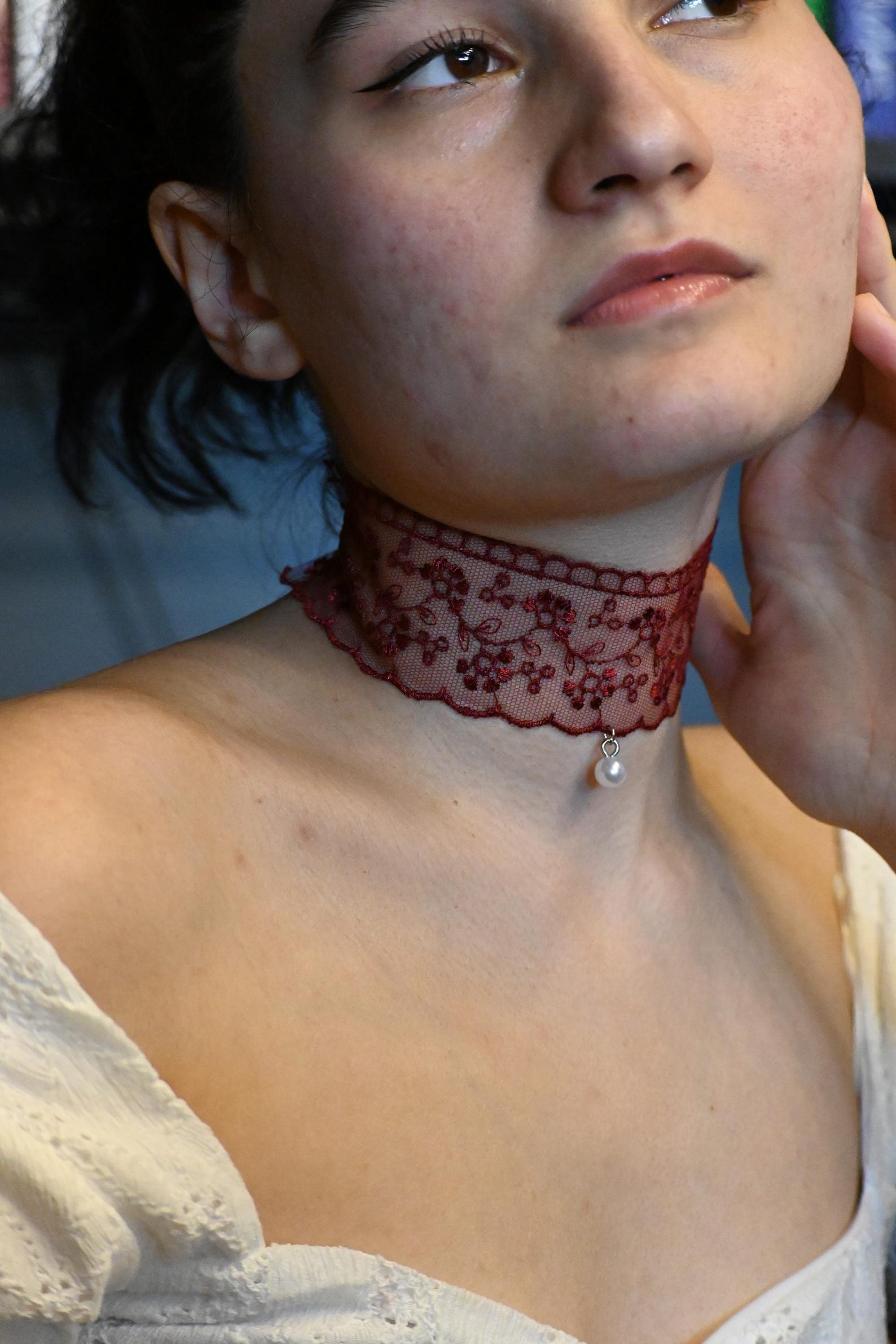 Burgundy Victorian Velvet Choker – Gothic Garnet Pendant Necklace ...