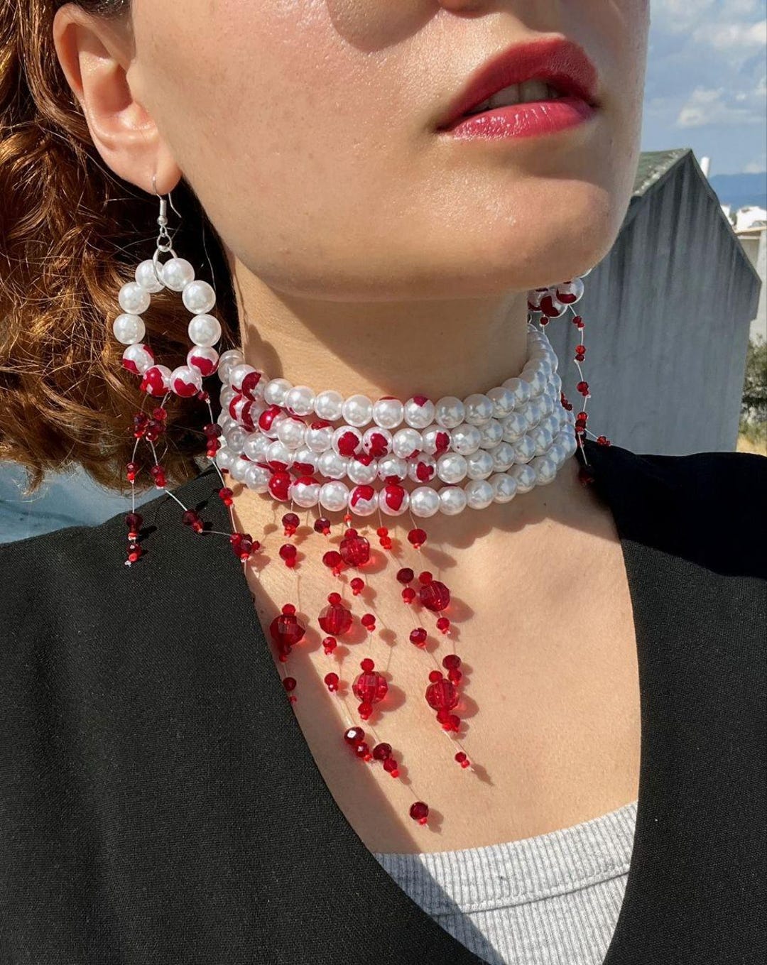 Bloody Pearl Necklace and Earring Set ,vampire Necklace, Interview With ...