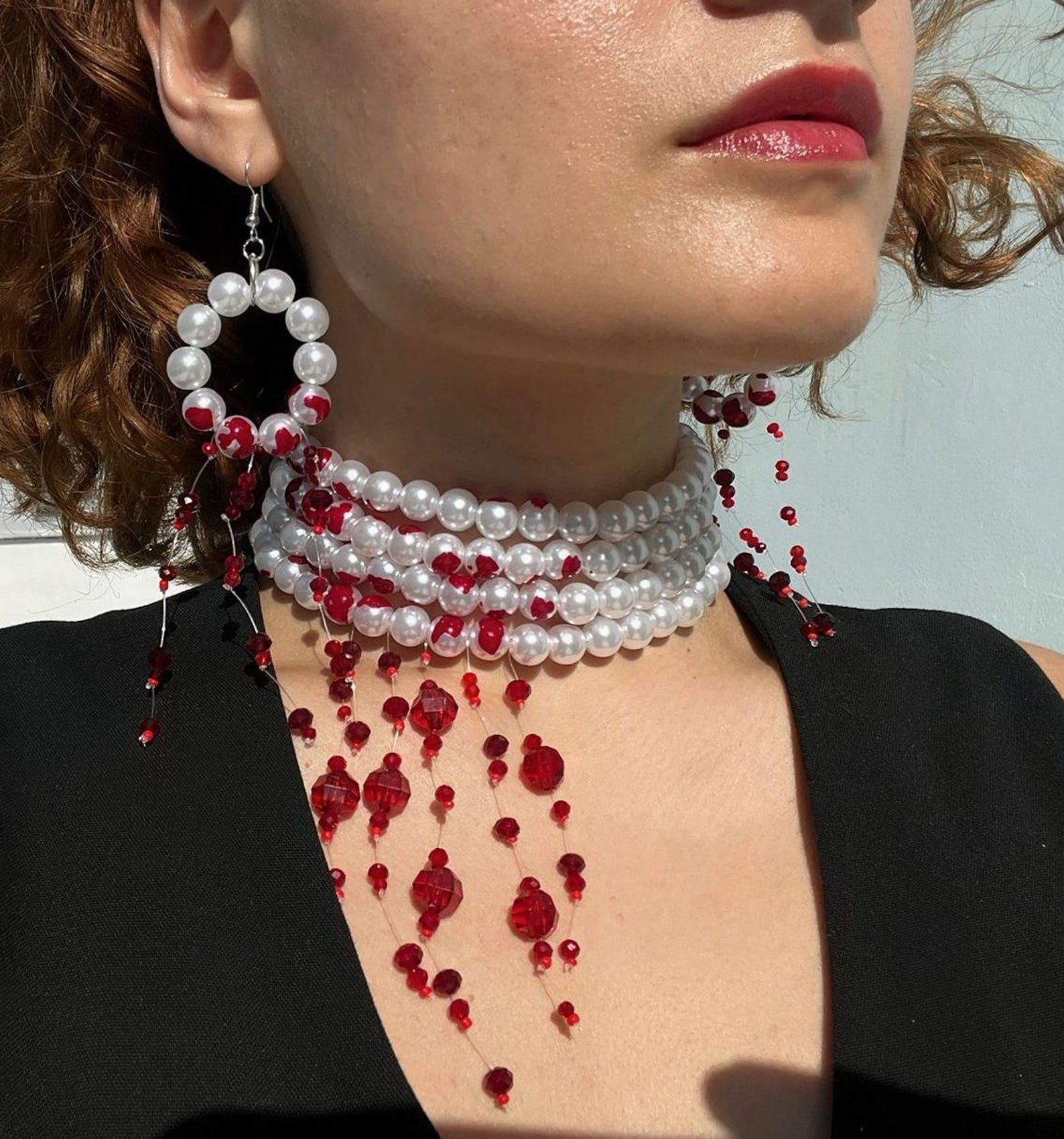 Bloody Pearl Necklace and Earring Set ,vampire Necklace, Interview With ...