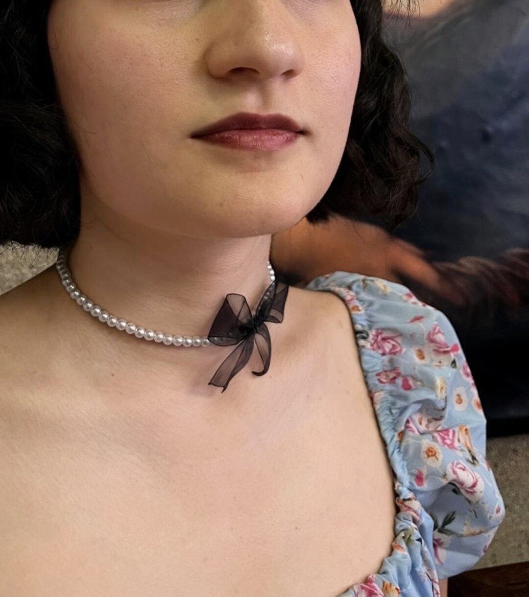 Pearl Necklace With Ribbon, Pearl String Necklace With Ribbon ...