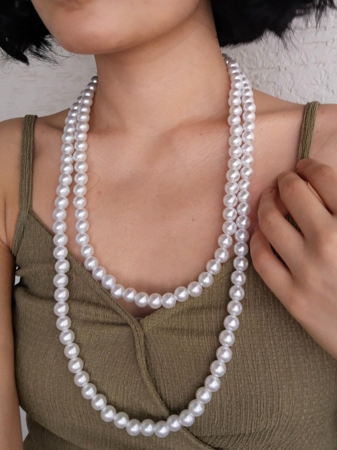 Two Strands Handmade Pearl Necklace ,classic Pearls,long Necklace ...