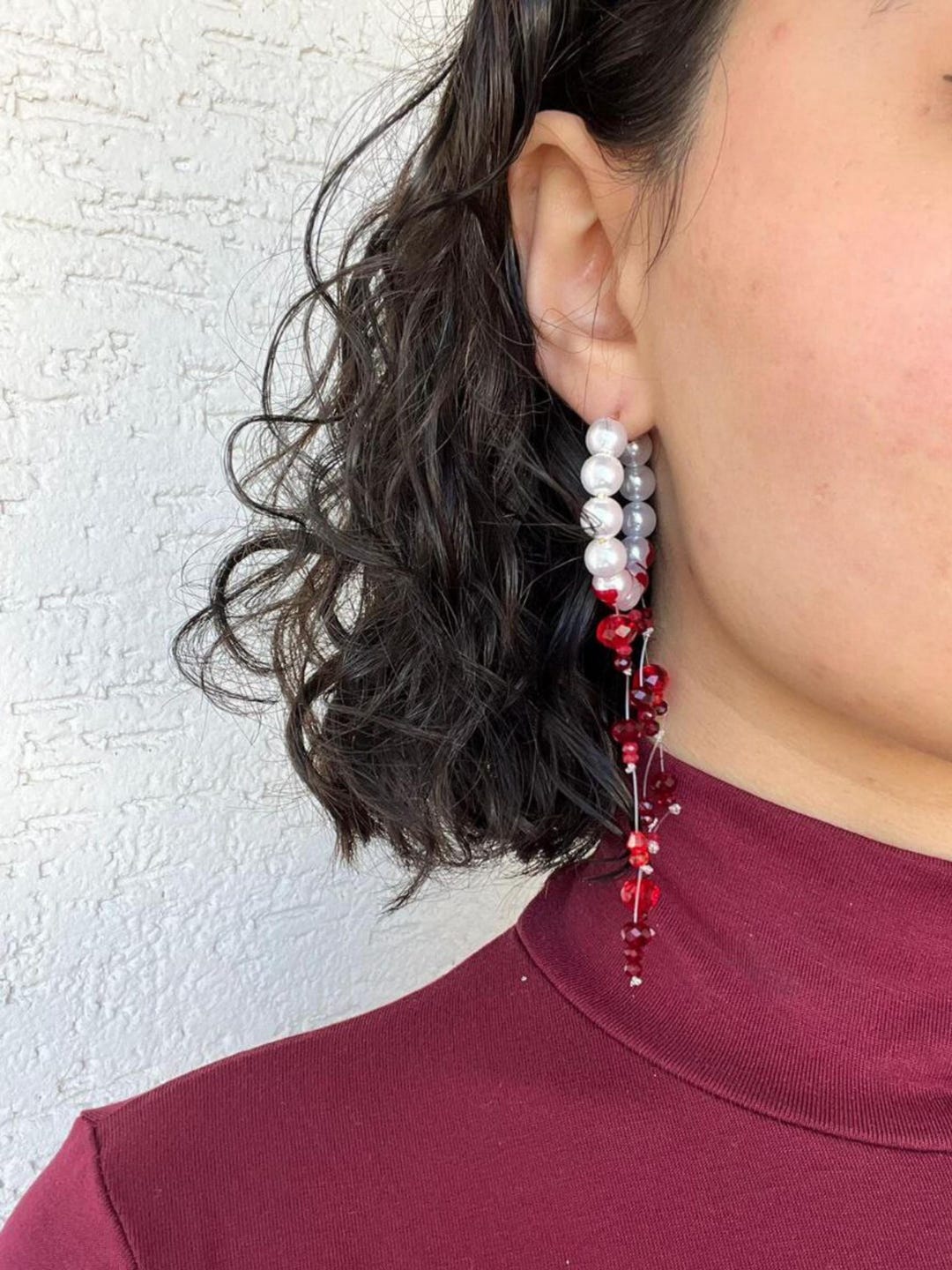 Bloody Pearl Earring,vampire Earring,handmade Gift,gothic Jewelry,blood ...