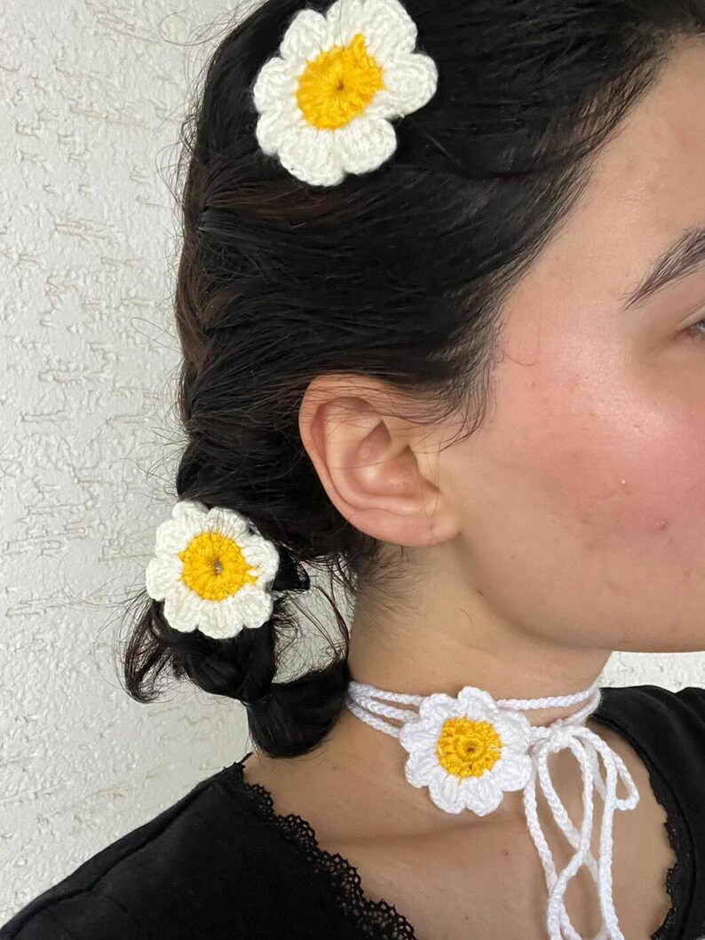 Daisy Choker, Tie Choker, Handmade Necklace, Flower Choker, Boho Choker ...