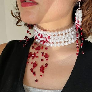 Bloody Pearl Necklace and Earring Set ,vampire Necklace, Interview With ...