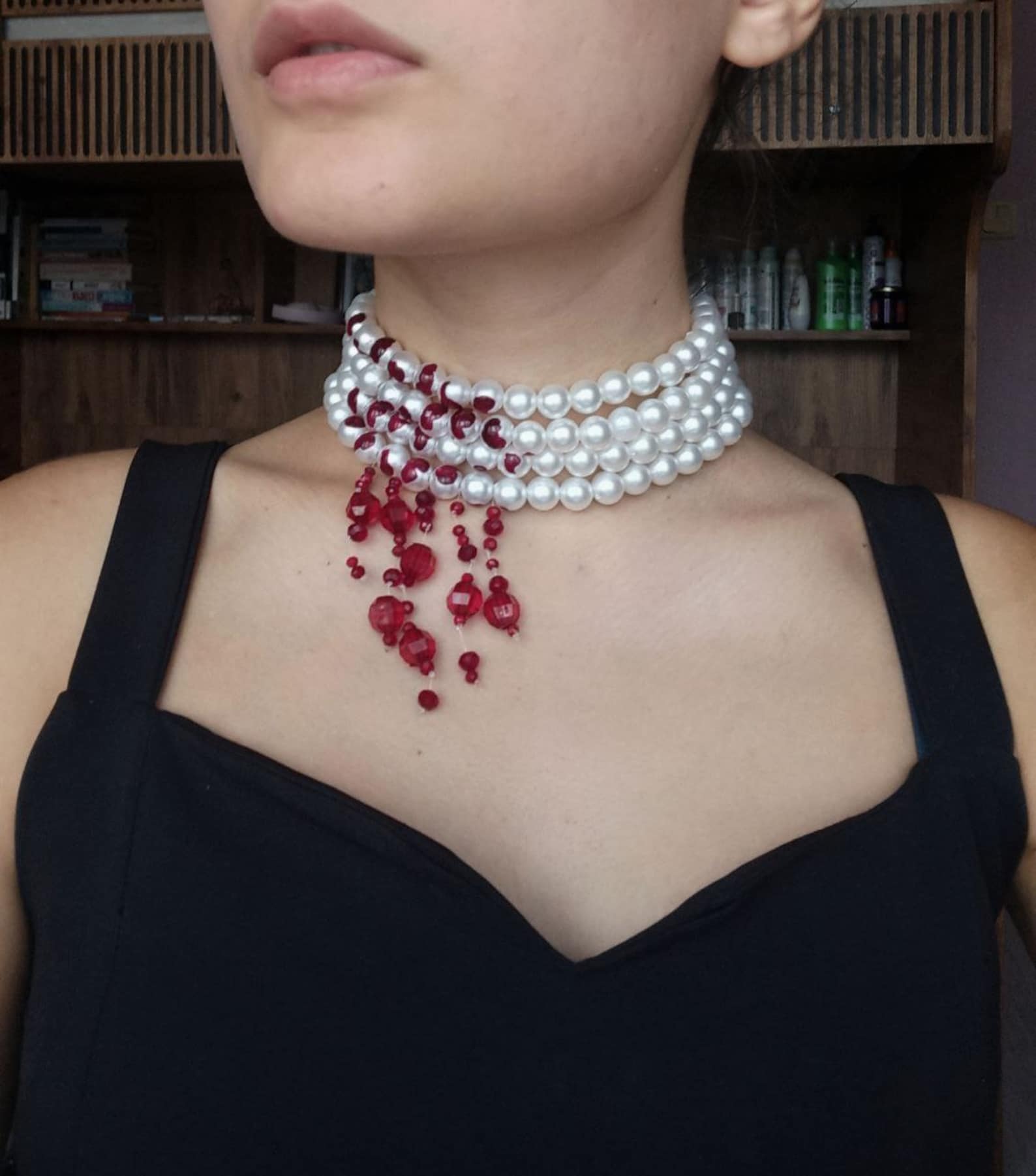 Bloody Pearl Necklace,vampire Choker,necklace Y2k Pearl ,vampire ...