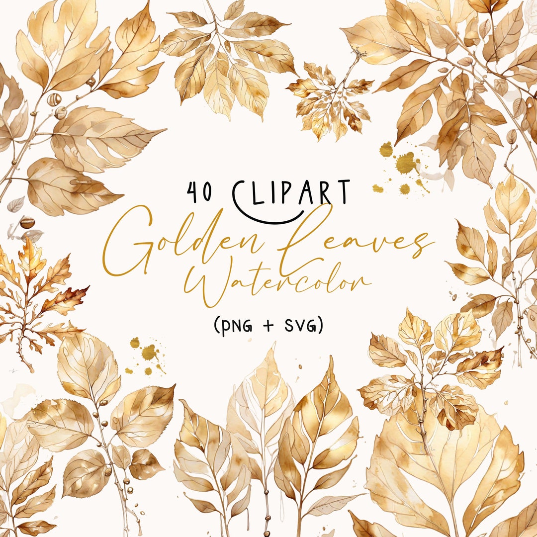 Gold Leaves Clipart/golden Tree Leaves Clipart/skeleton Leaf Clipart ...