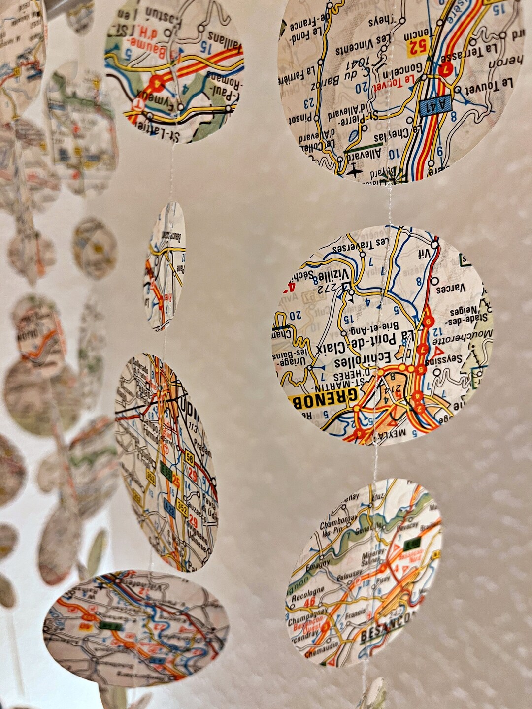 Handmade Paper Garland Made From Original Maps Unique Decoration for ...