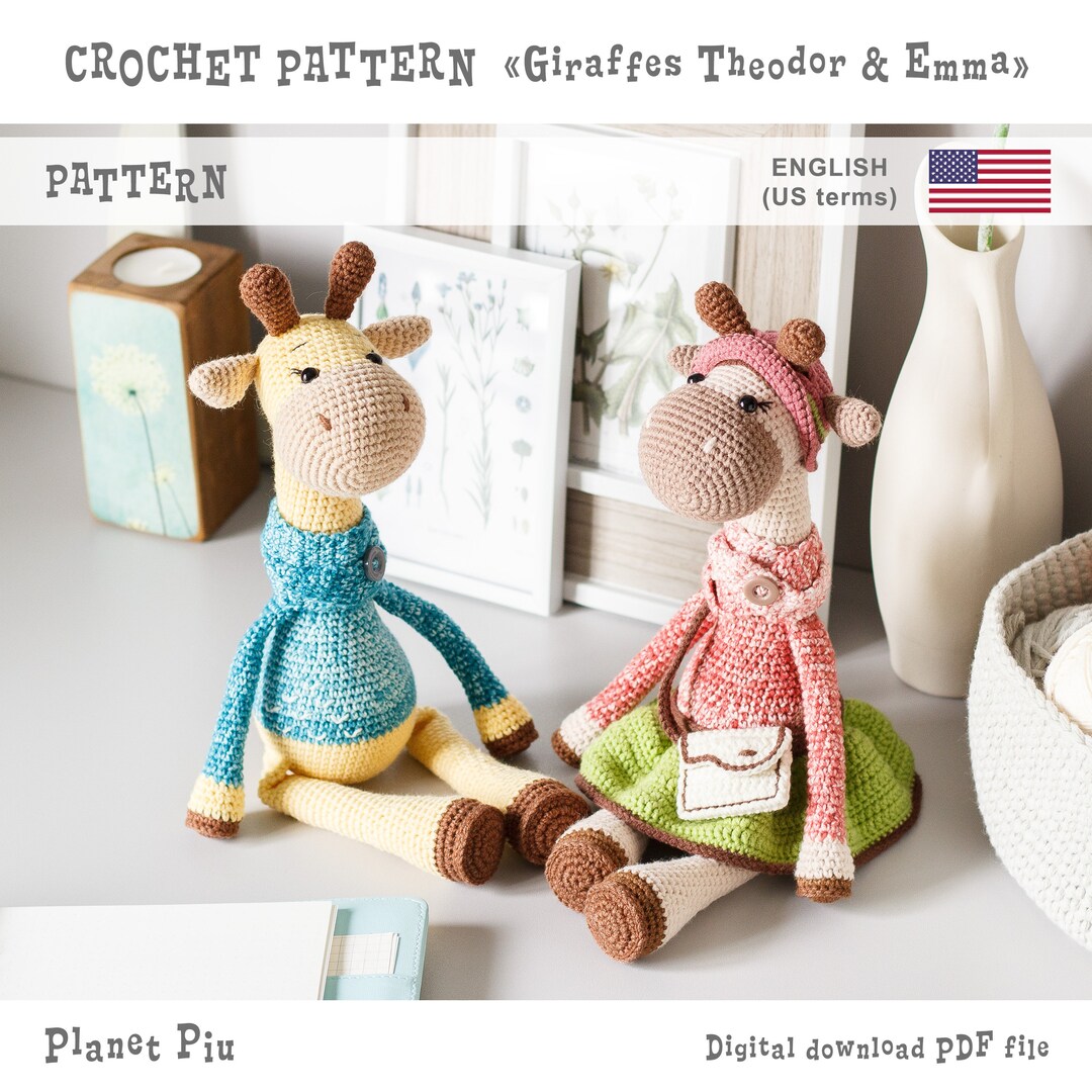 Crochet PATTERN Giraffes Theodor and Emma, Amigurumi Animal Toy PDF ...