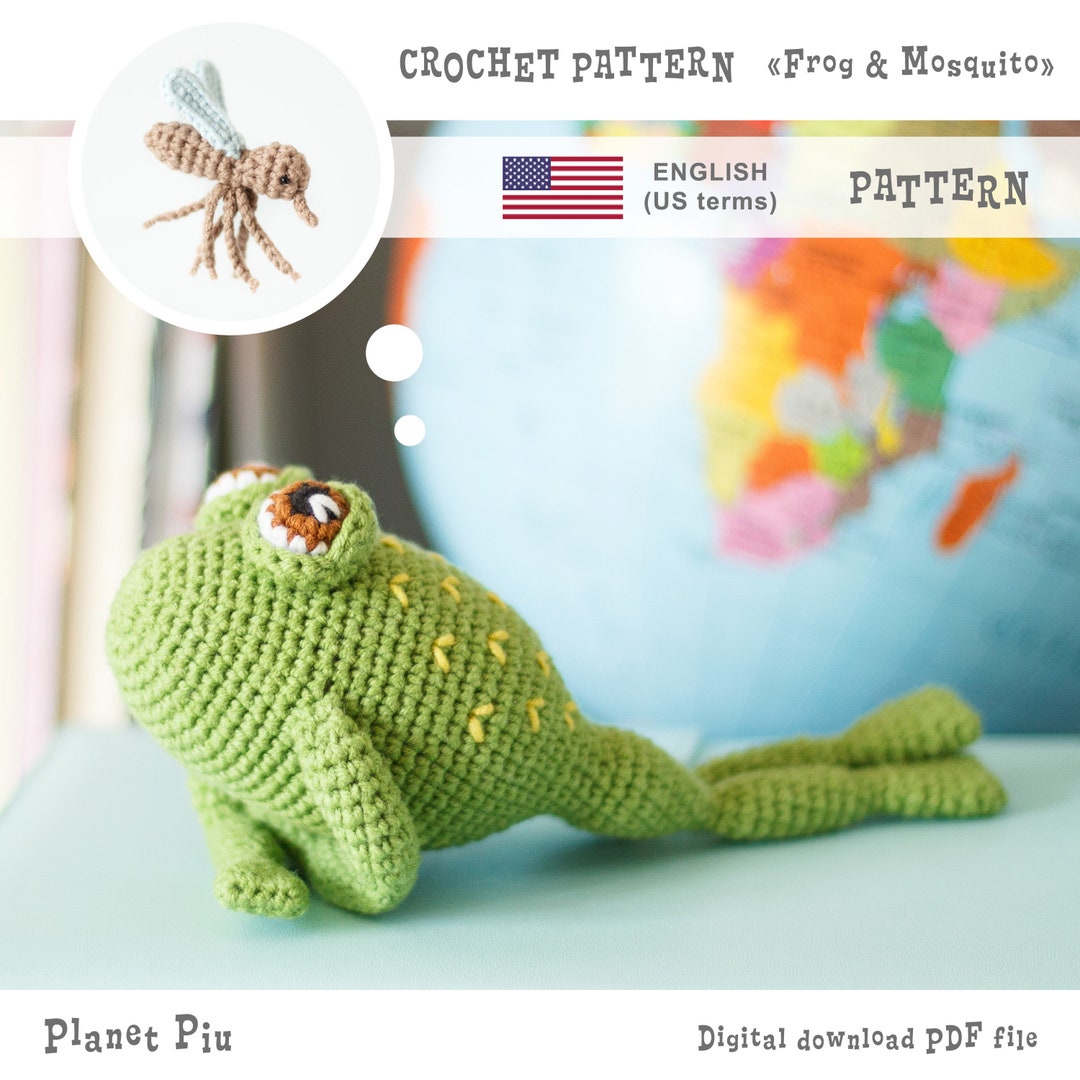 Amigurumi Frog and Mosquito PATTERN, Crochet Frog Plushie Pattern ...