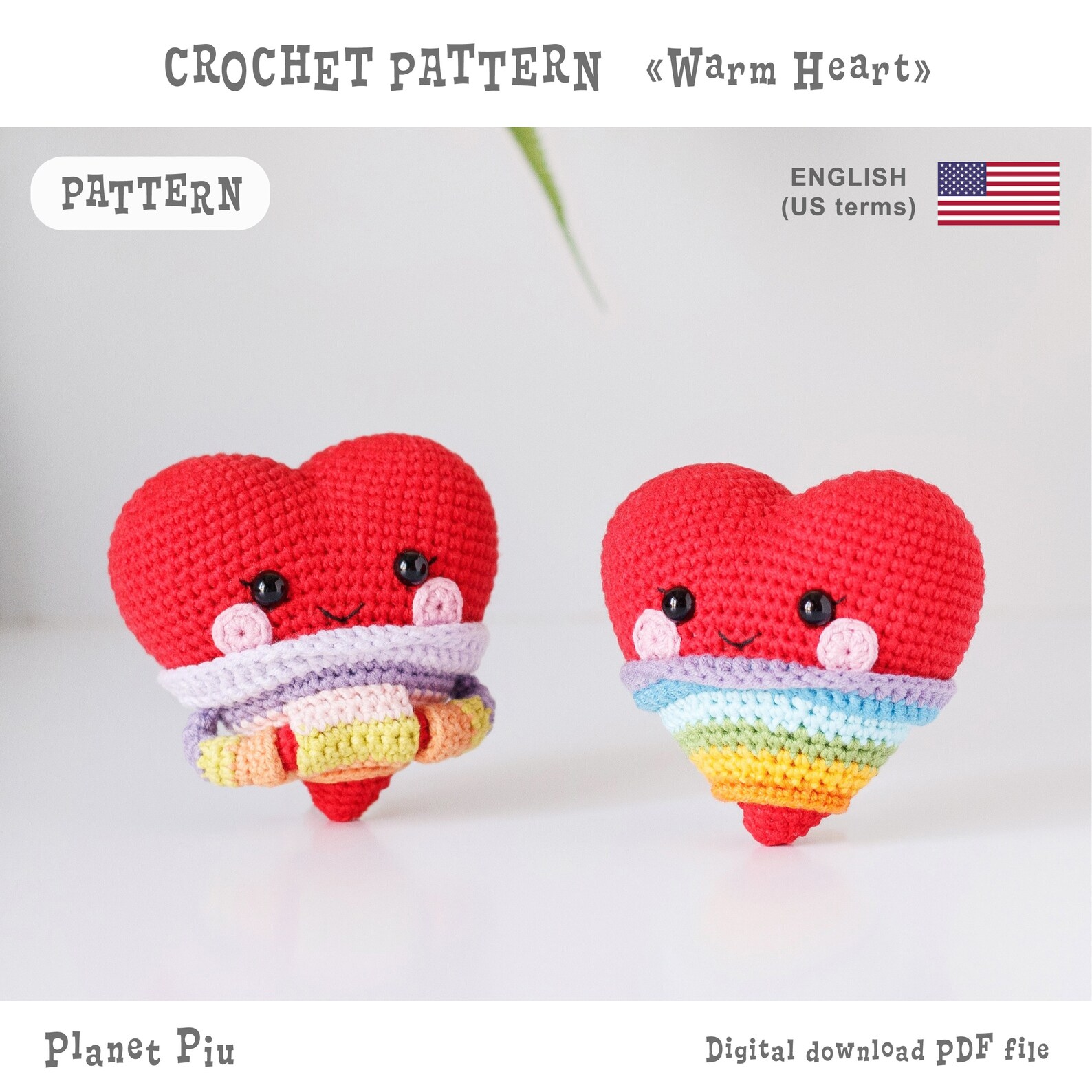 Crochet Warm Heart PATTERN: Amigurumi Valentines Day Toy (PDF Pattern ...