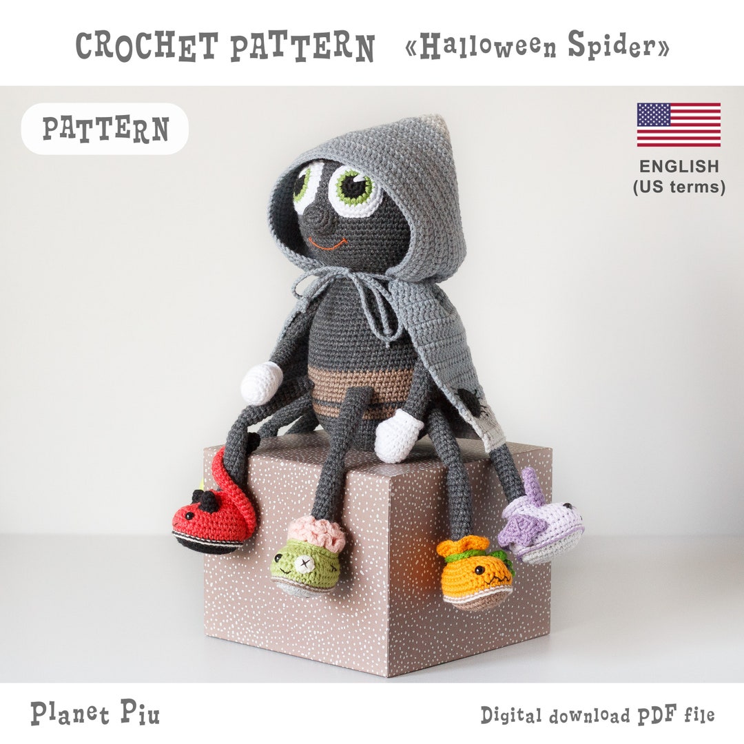 Amigurumi Halloween Spider PATTERN, Crochet Insect Spider Toy PDF ...