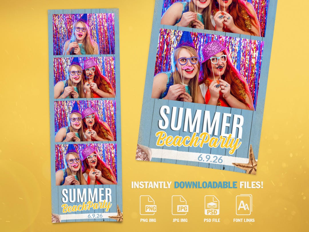 Summer Photo Booth Template, Beach Wedding, Birthday Beach Party ...