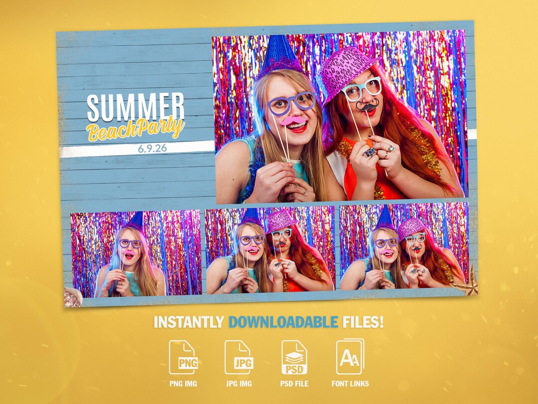 Summer Photo Booth Template, Beach Wedding, Birthday Beach Party ...
