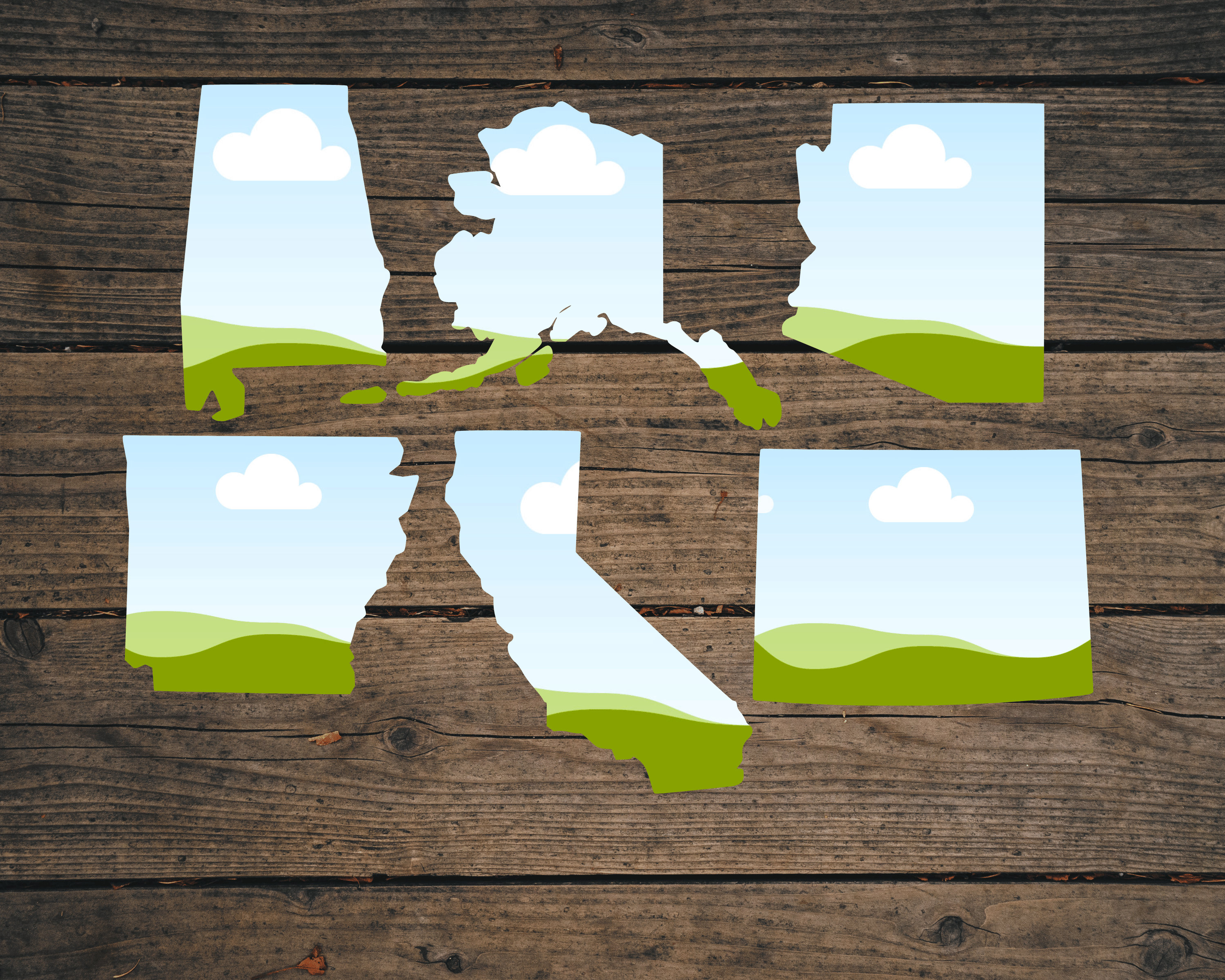 50 States Canva Frames, USA States & Washington D.C. Custom Canva ...