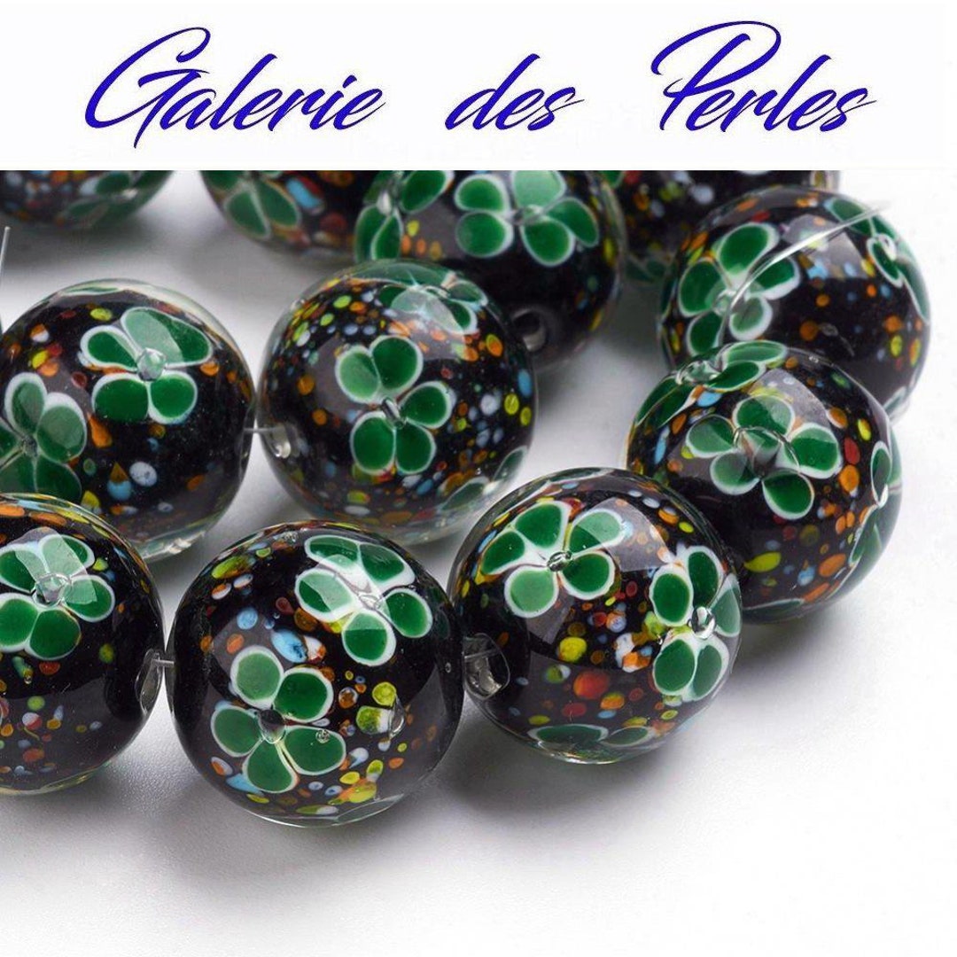 MURANO Glass Beads -ITALY- 20mm With Painted Patterns in a Set of Round ...