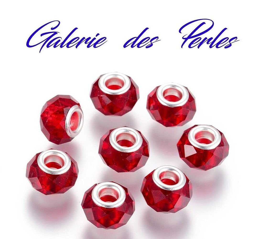 14mm Red Glass Beads With Large Holes, in a Set of Faceted Rondelle ...