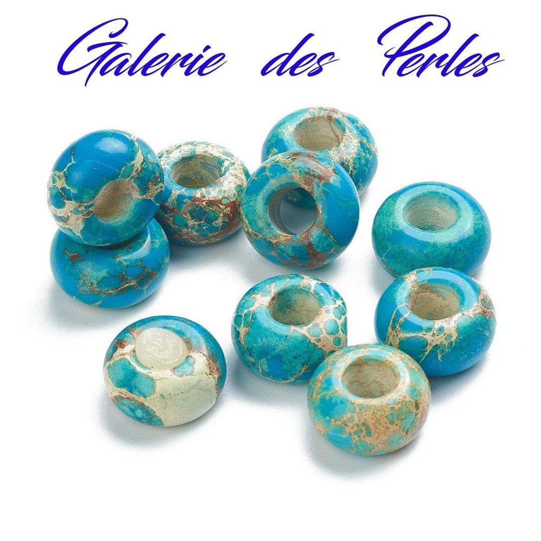 IMPERIAL TURQUOISE JASPER 14mm Large Holes Natural Gemstone Rondelle ...