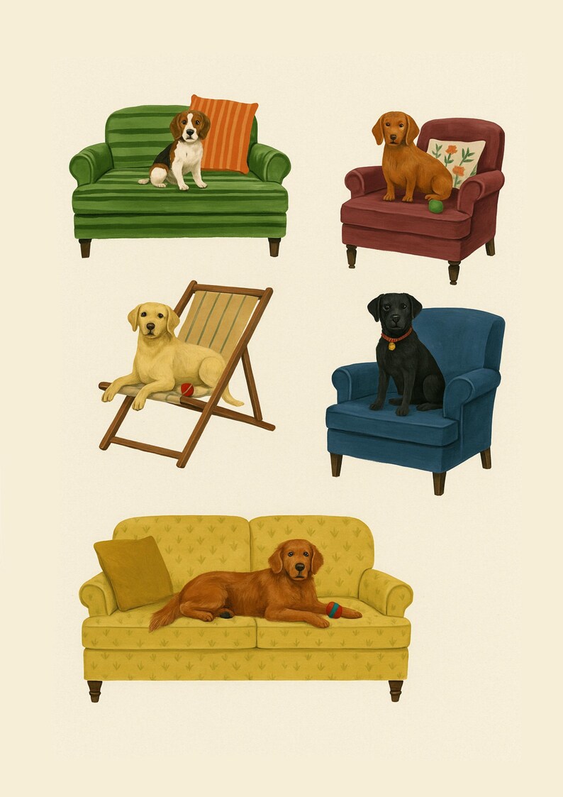 Digital Download - Dog Poster Set (set of 3) – Printable A4 A3 – Sofa ...