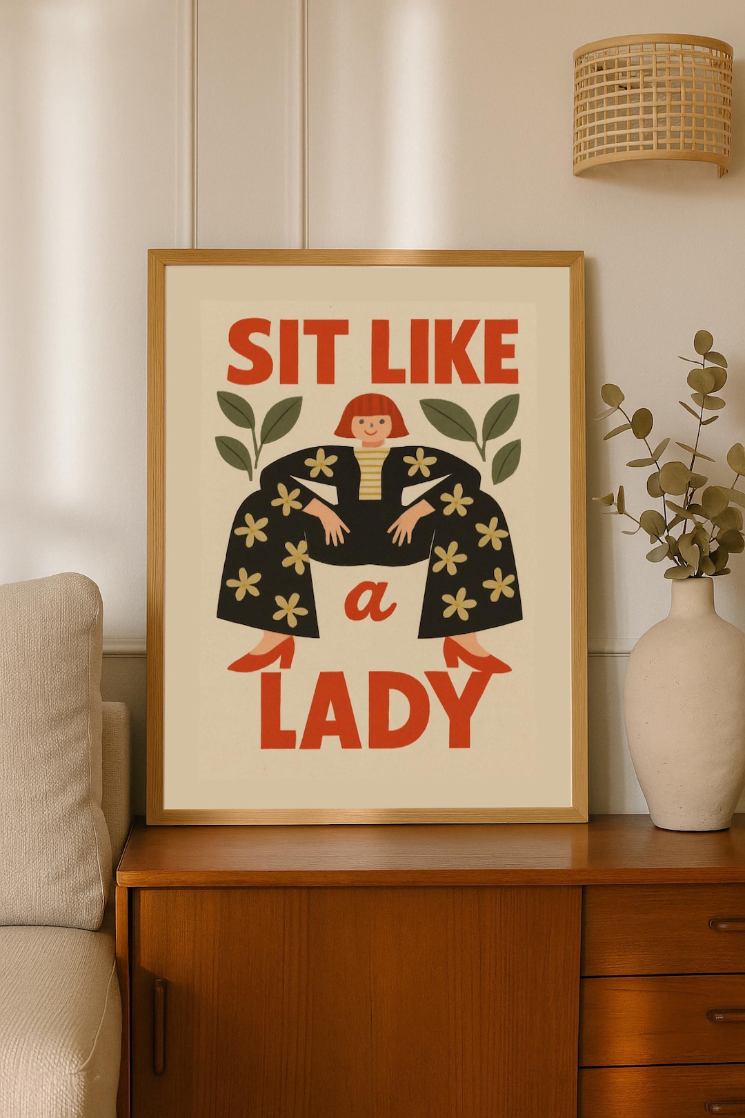Sit Like a Lady Poster – Feminist Wall Art A4 A3 | Retro Illustration ...
