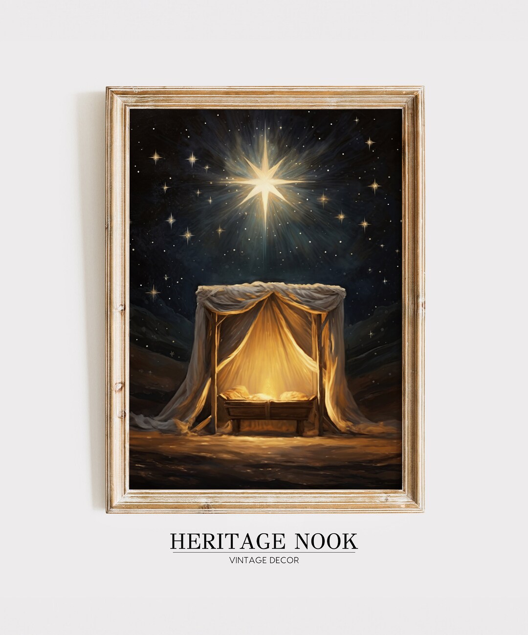 Nativity Christian Wall Art Religious Scene Painting Baby Jesus Decor ...