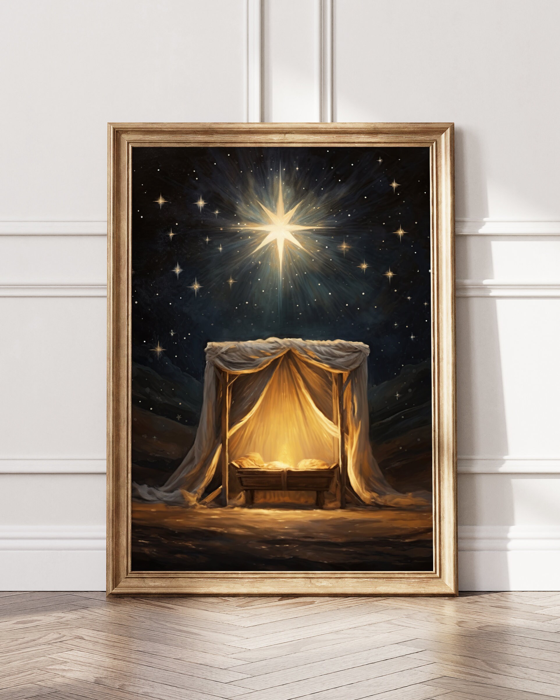 Nativity Christian Wall Art Religious Scene Painting Baby Jesus Decor ...